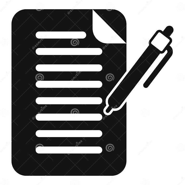 Black Glyph Icon of a Pen Writing on a Document Stock Vector ...
