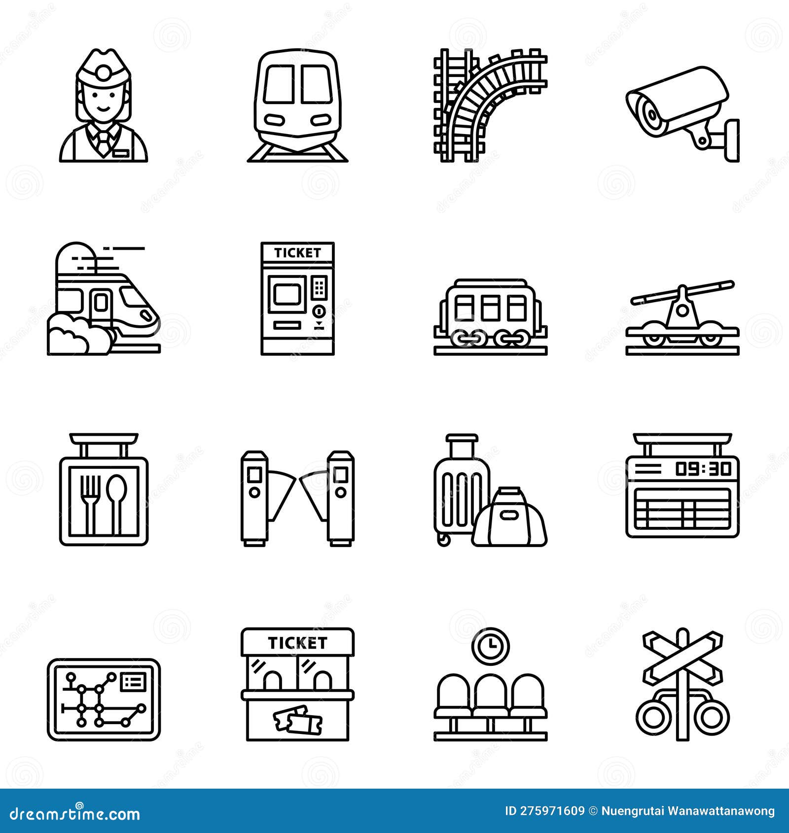 Train and Railways Line Icon Set 2. Stock Vector - Illustration of ...