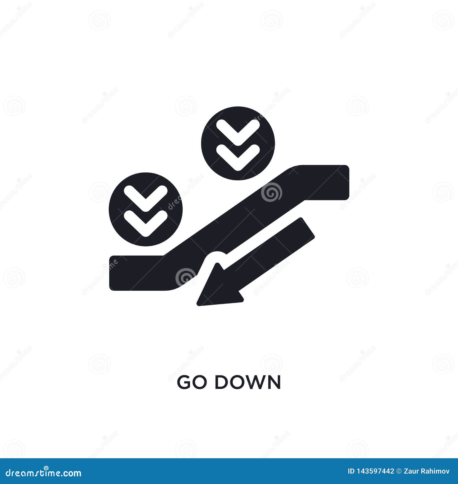 Black Go Down Isolated Vector Icon. Simple Element Illustration from ...