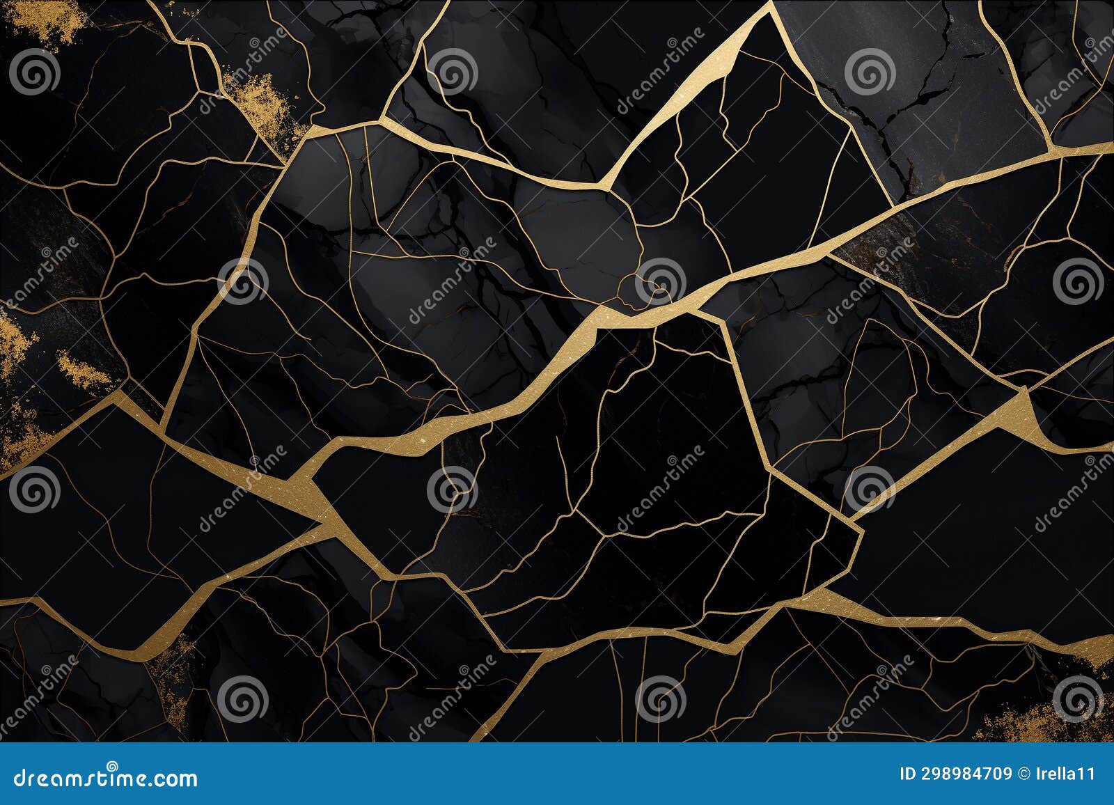 Black and Gold Abstract Kintsugi Background Stock Illustration ...