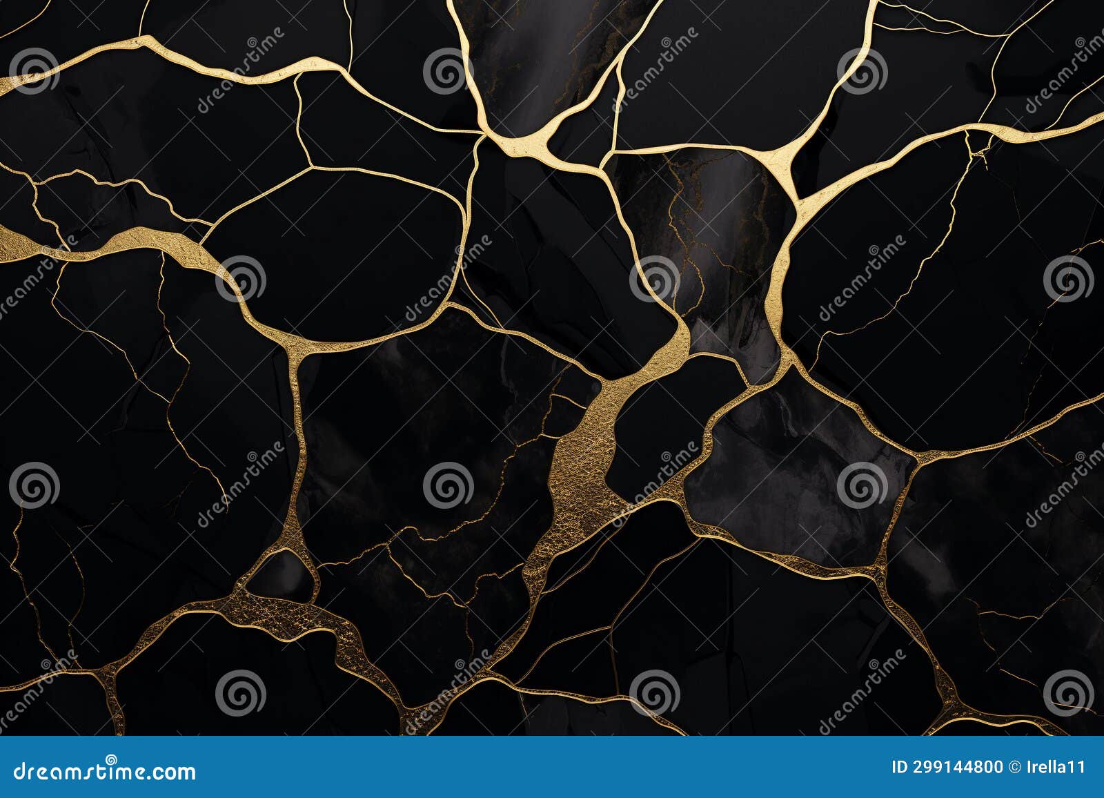 Black and Gold Abstract Kintsugi Background Stock Illustration ...