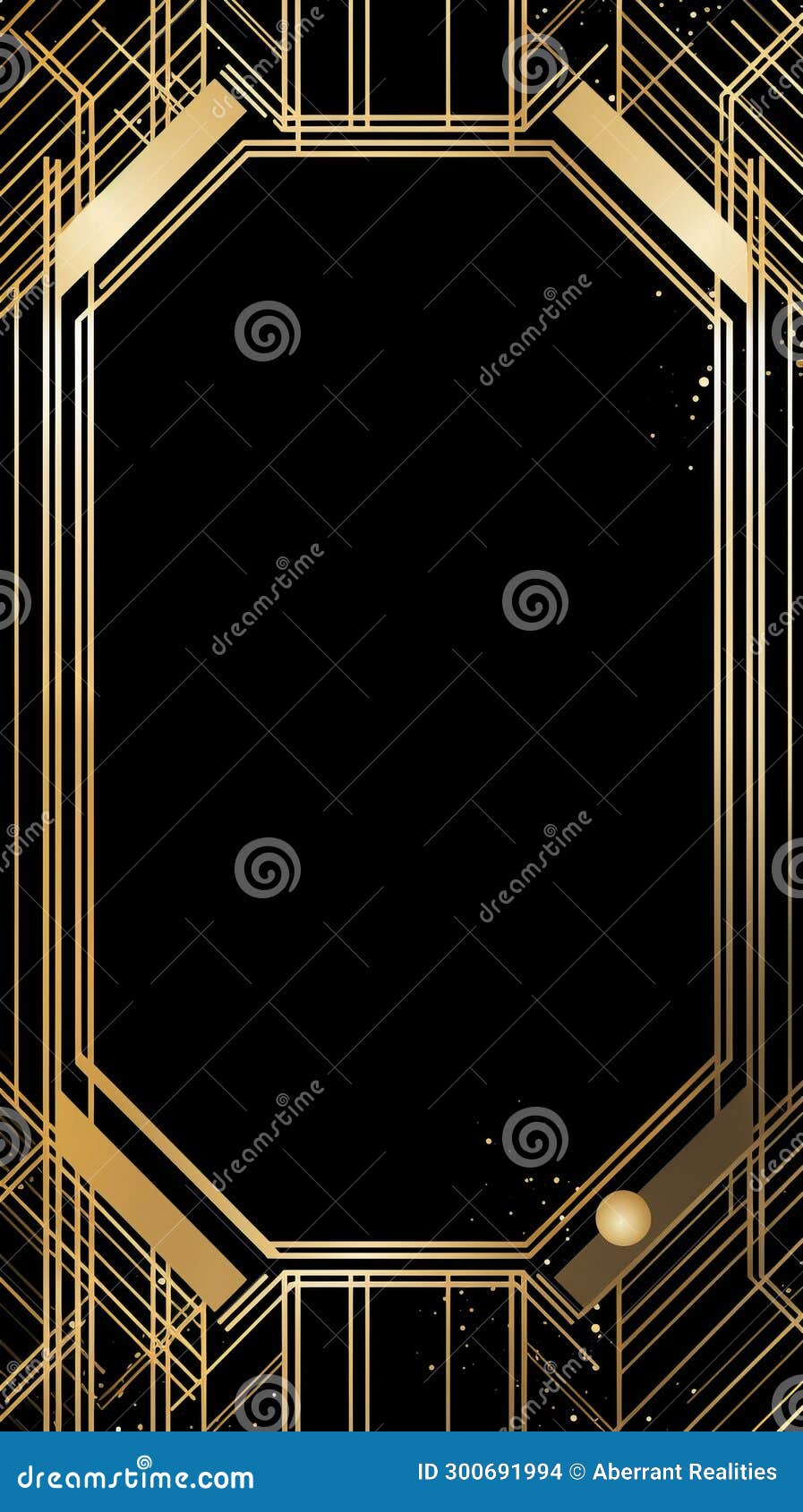 A Black and Gold Art Deco Style Frame with a Gold Border Stock ...