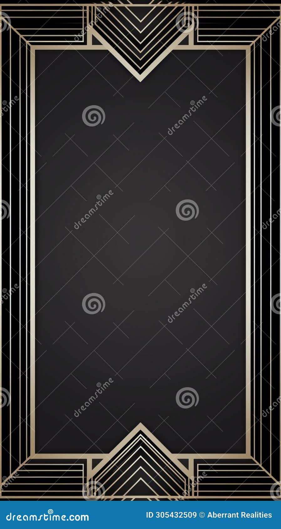 A Black and Gold Art Deco Style Frame with a Gold Border Stock ...