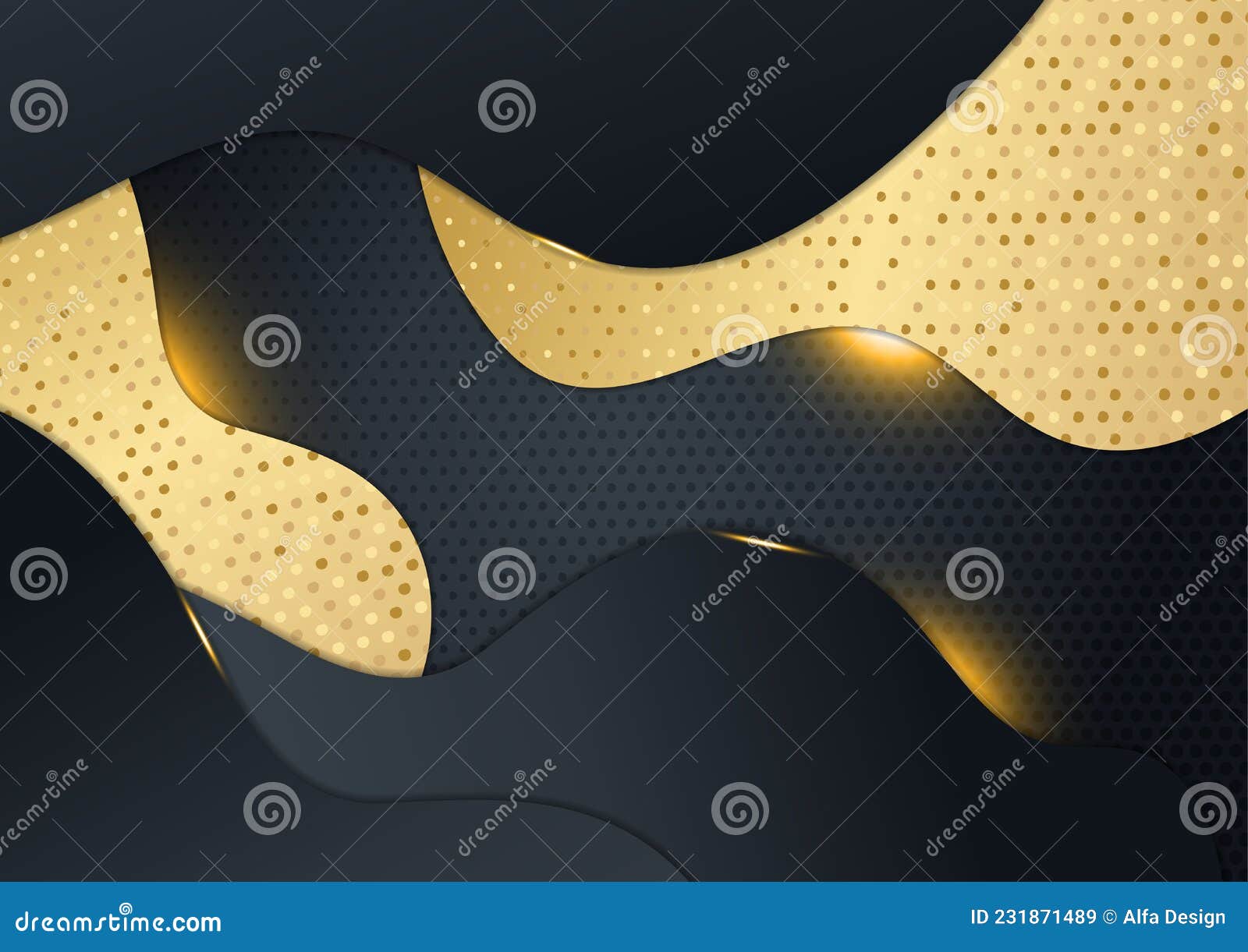 Black Gold Background. Vector Luxury Tech Background. Stack of Black ...