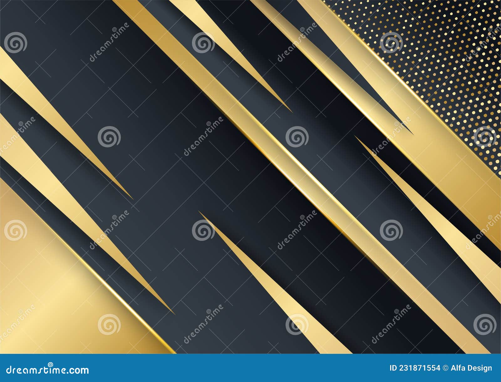 Black Gold Background. Vector Luxury Tech Background. Stack of Black ...