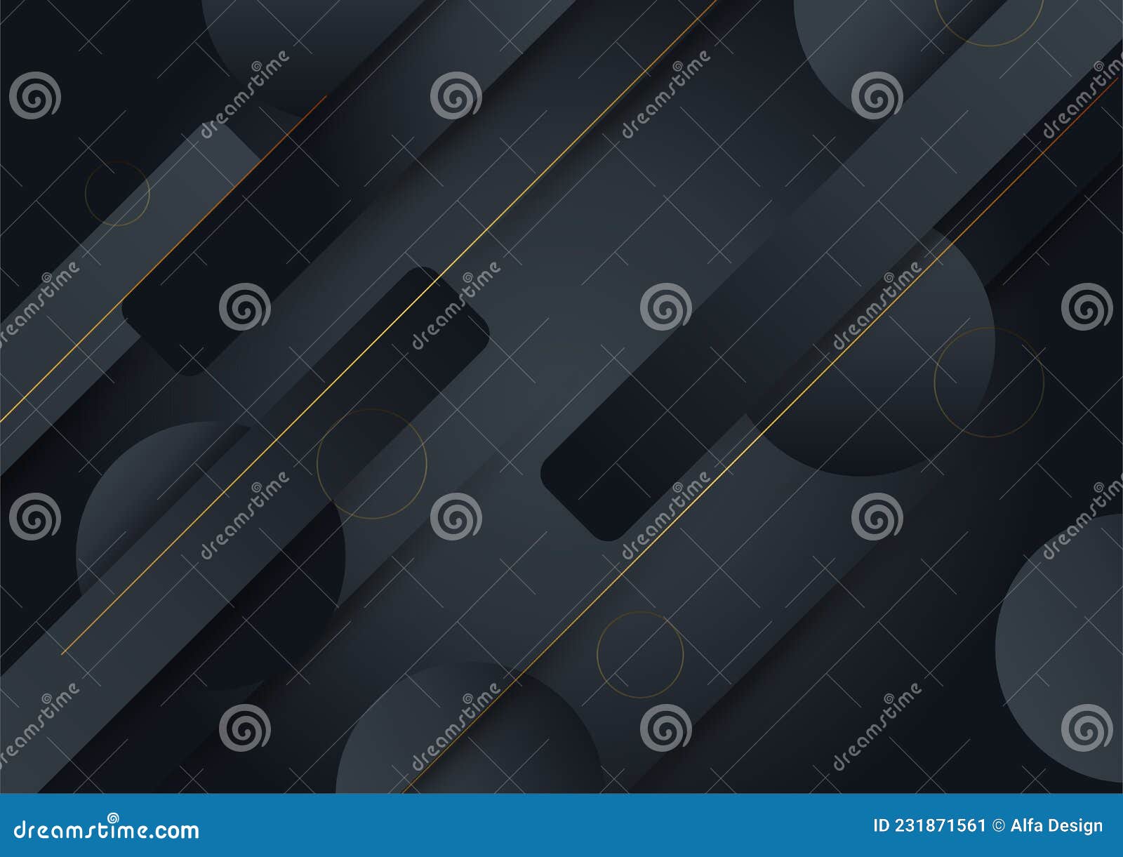 Black Gold Background. Vector Luxury Tech Background. Stack of Black ...