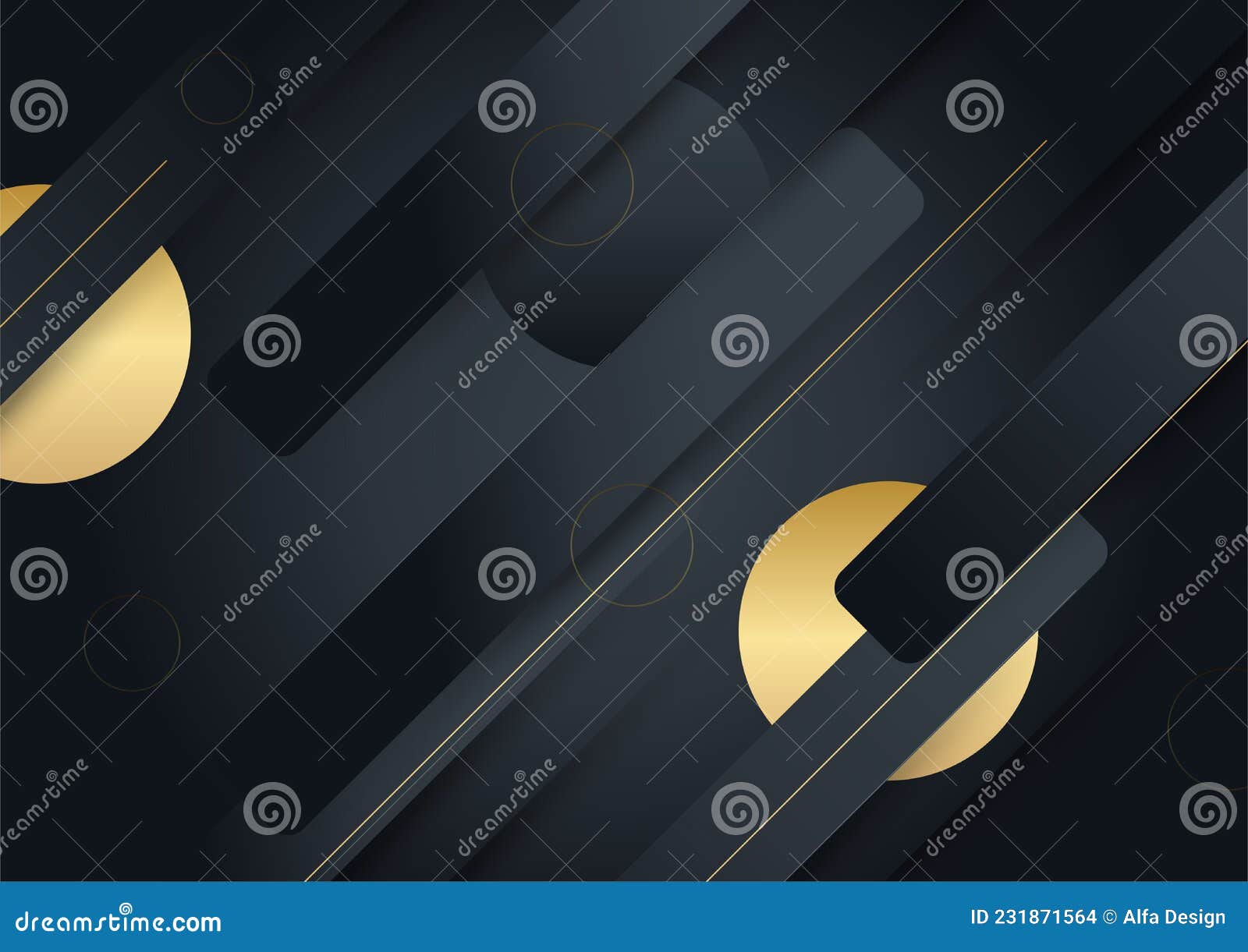 Black Gold Background. Vector Luxury Tech Background. Stack of Black ...