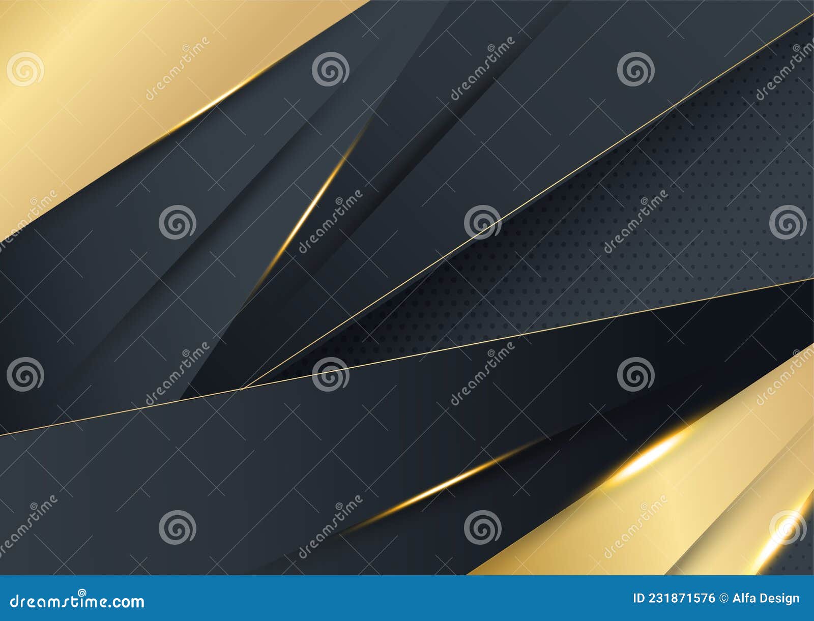 Black Gold Background. Vector Luxury Tech Background. Stack of Black ...