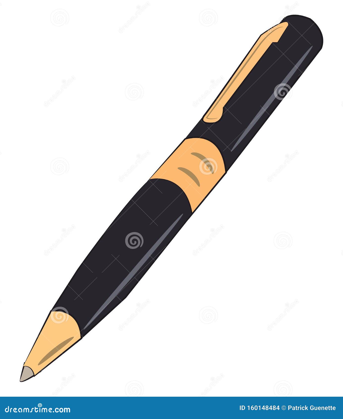 Black & Gold Ball Pen Vector or Color Illustration Stock Vector ...