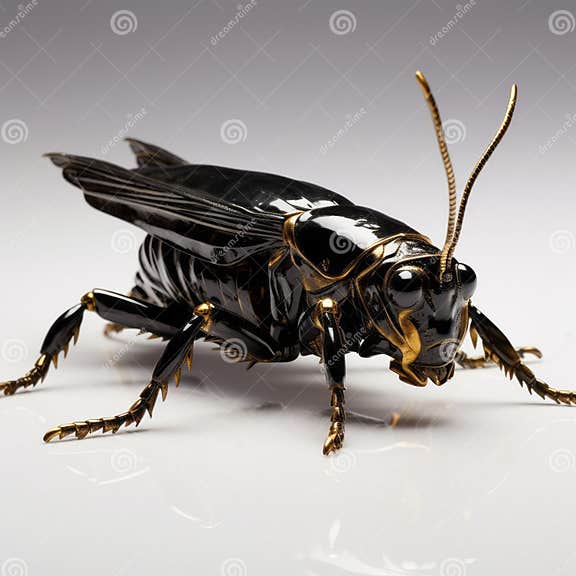 Black and Gold Bug Sculpture with Future Tech Style Stock Illustration ...
