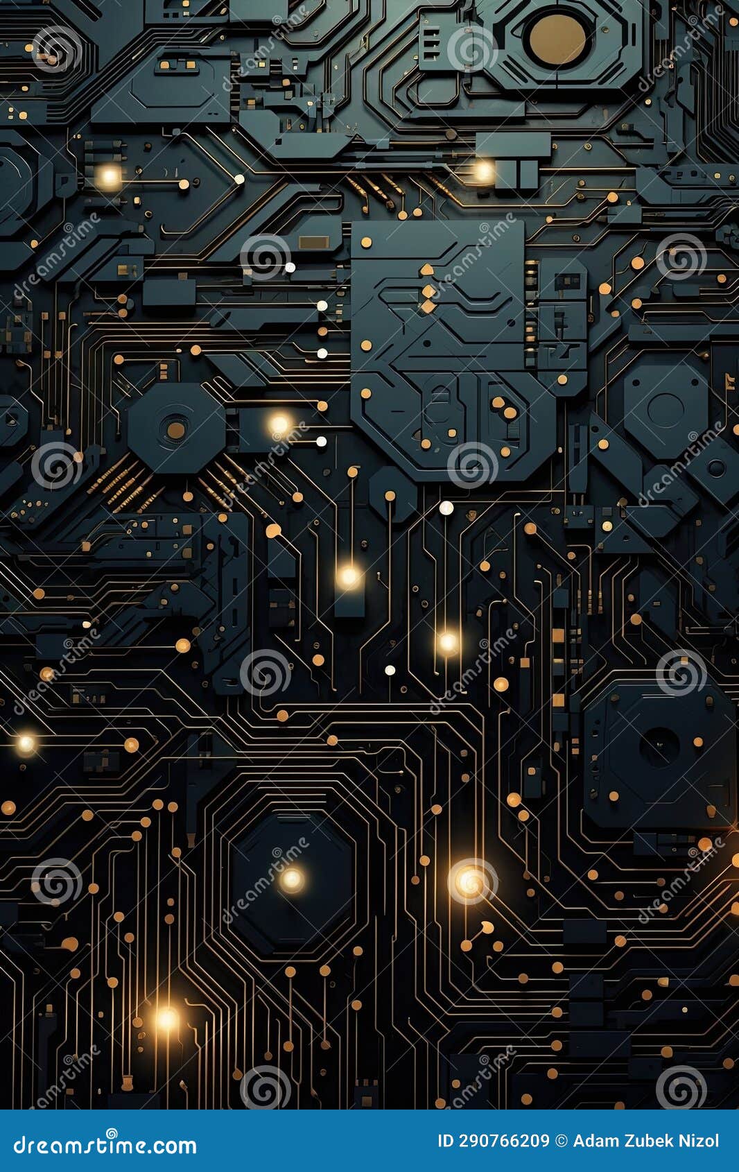 A Black and Gold Circuit Board Stock Illustration - Illustration of ...
