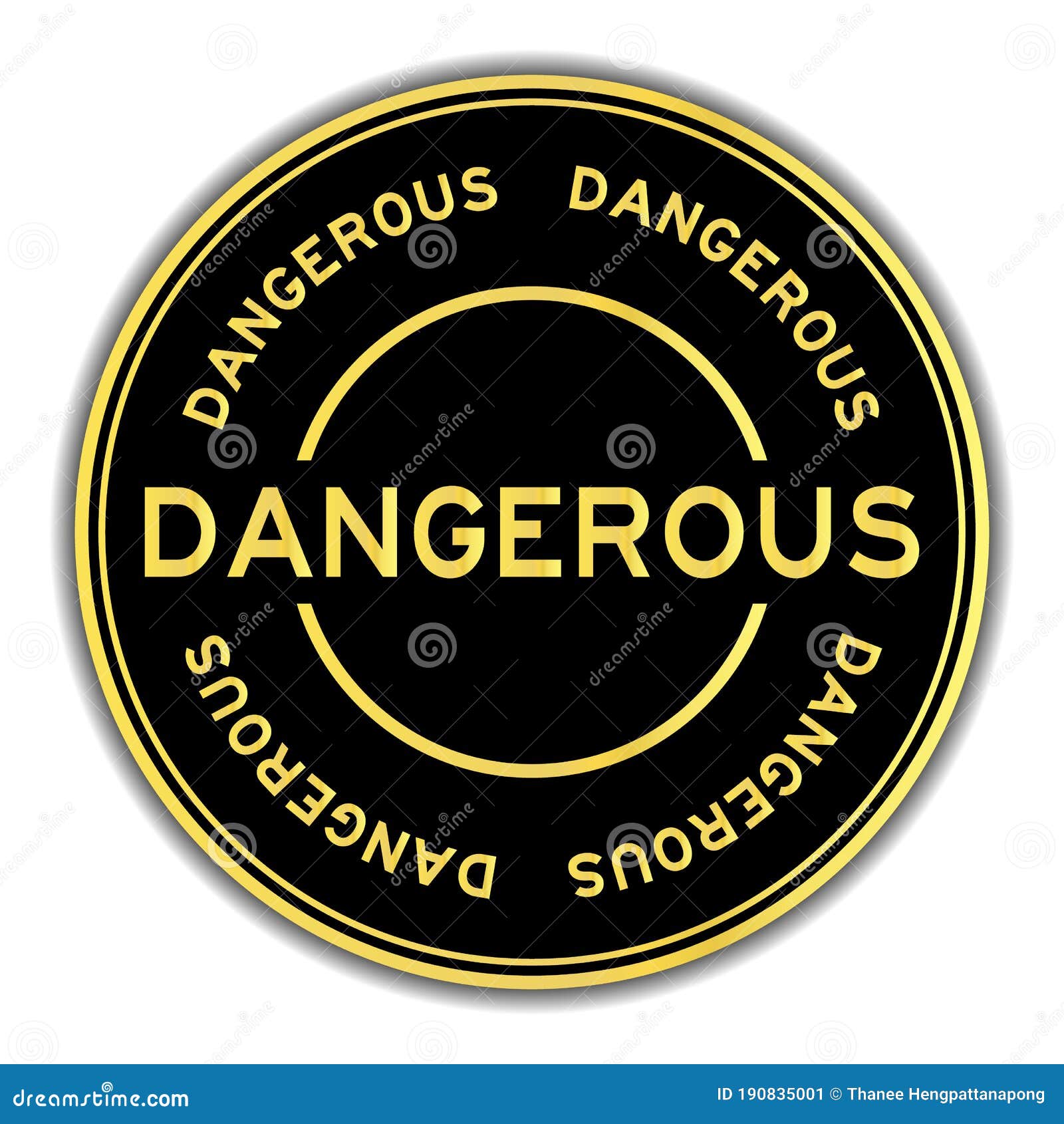 Black and Gold Sticker with Word Dangerous on Whitebackground Stock ...