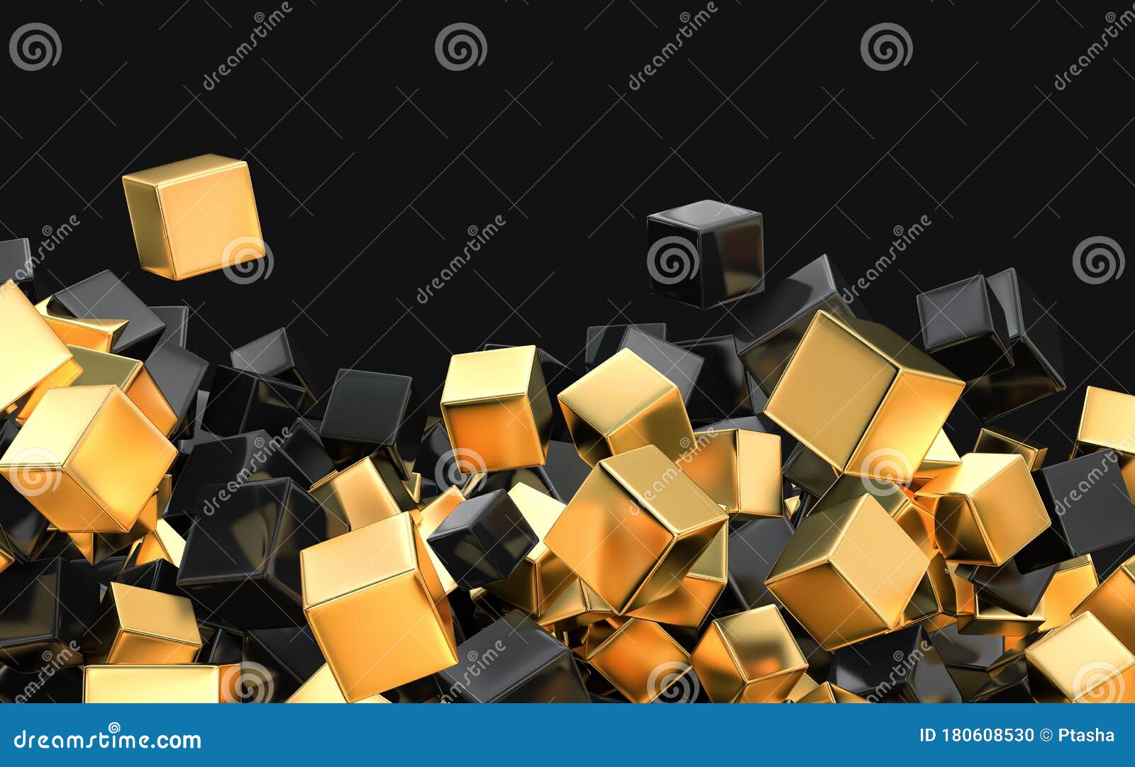 Black and Gold Cubes on Black Background Stock Illustration ...