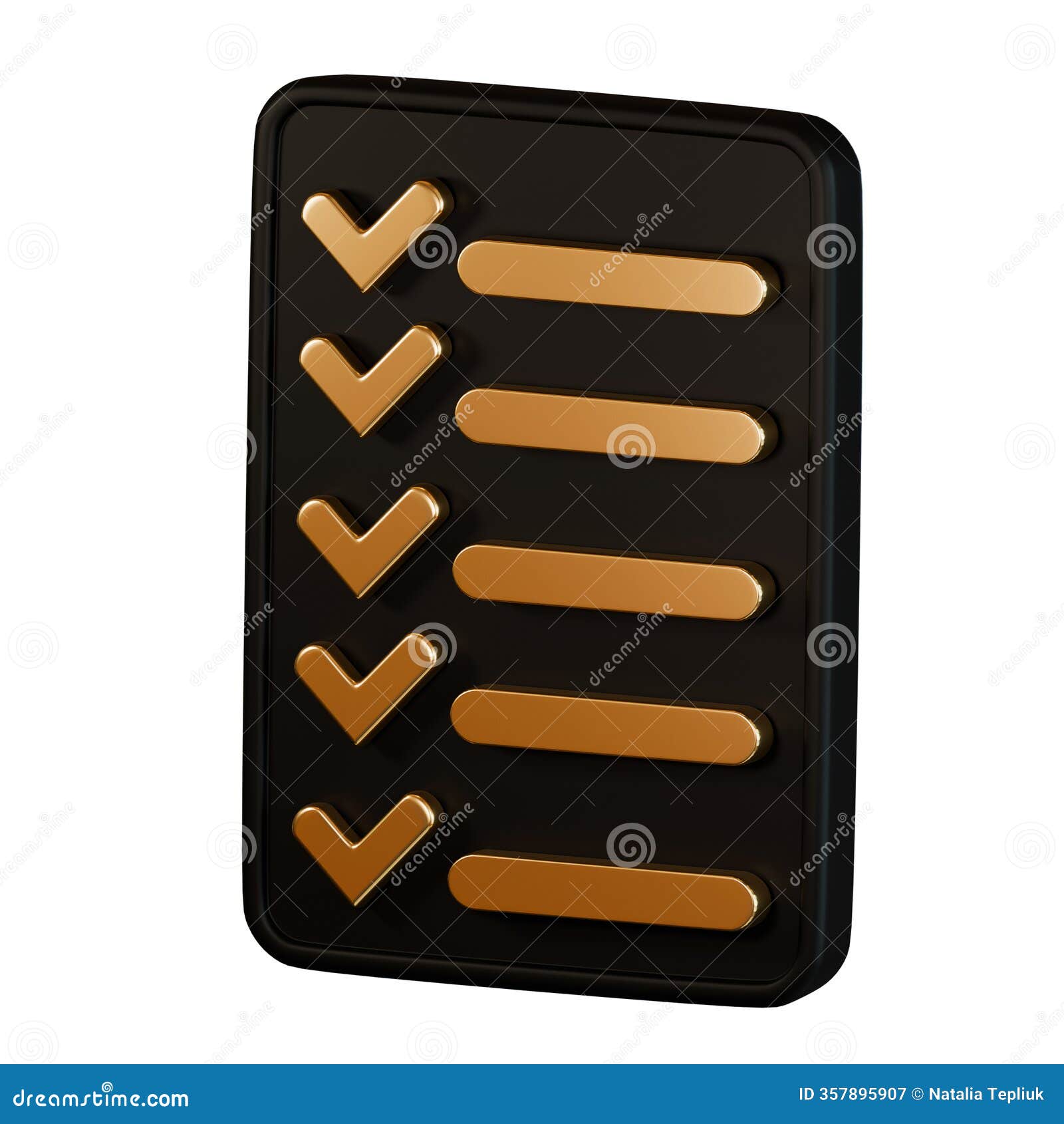 Black and Gold 3d Checklist Icon with Four Golden Checkmarks on Black ...