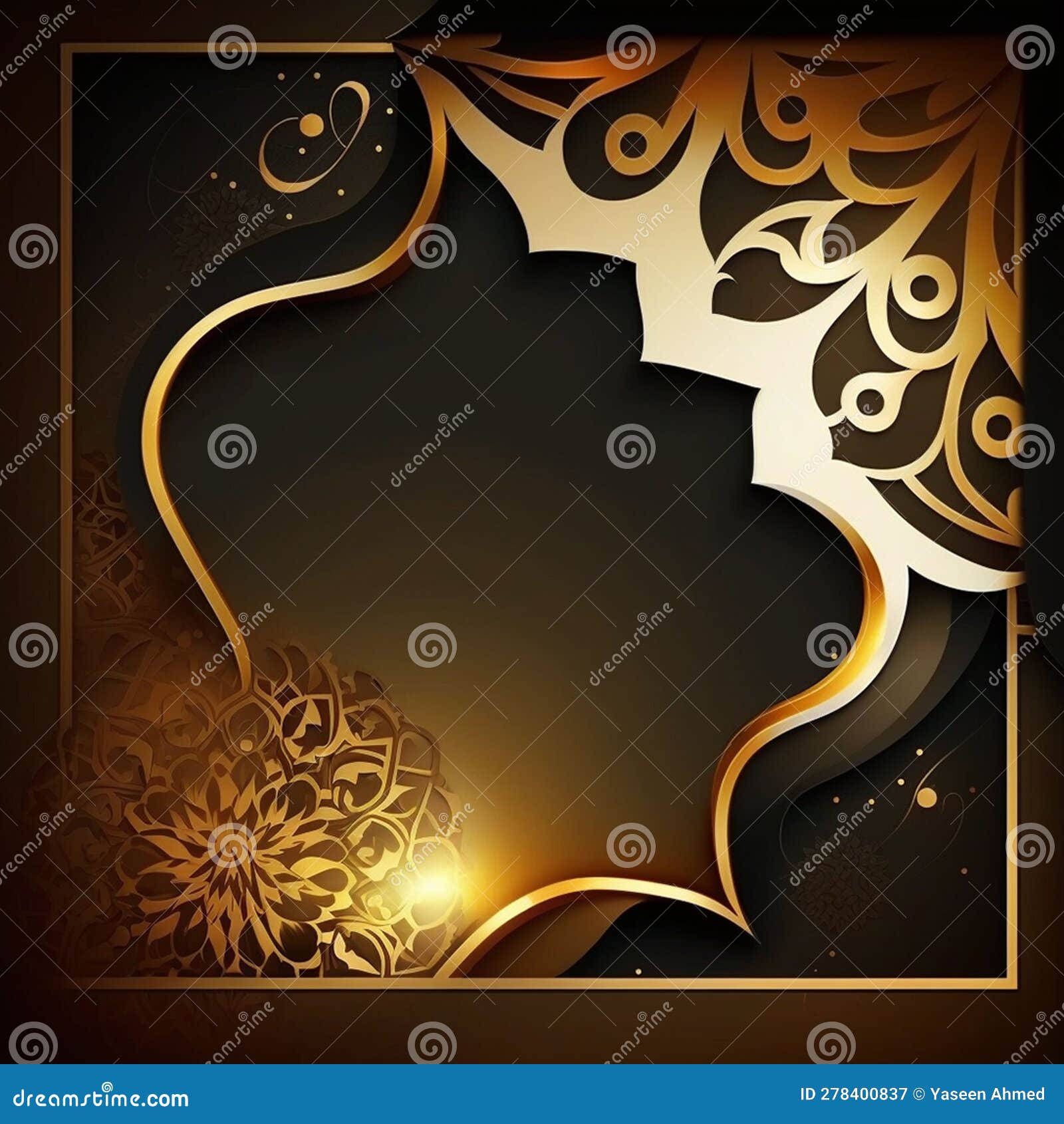 Black and Golden Islamic Background with Empty Space. Stock ...