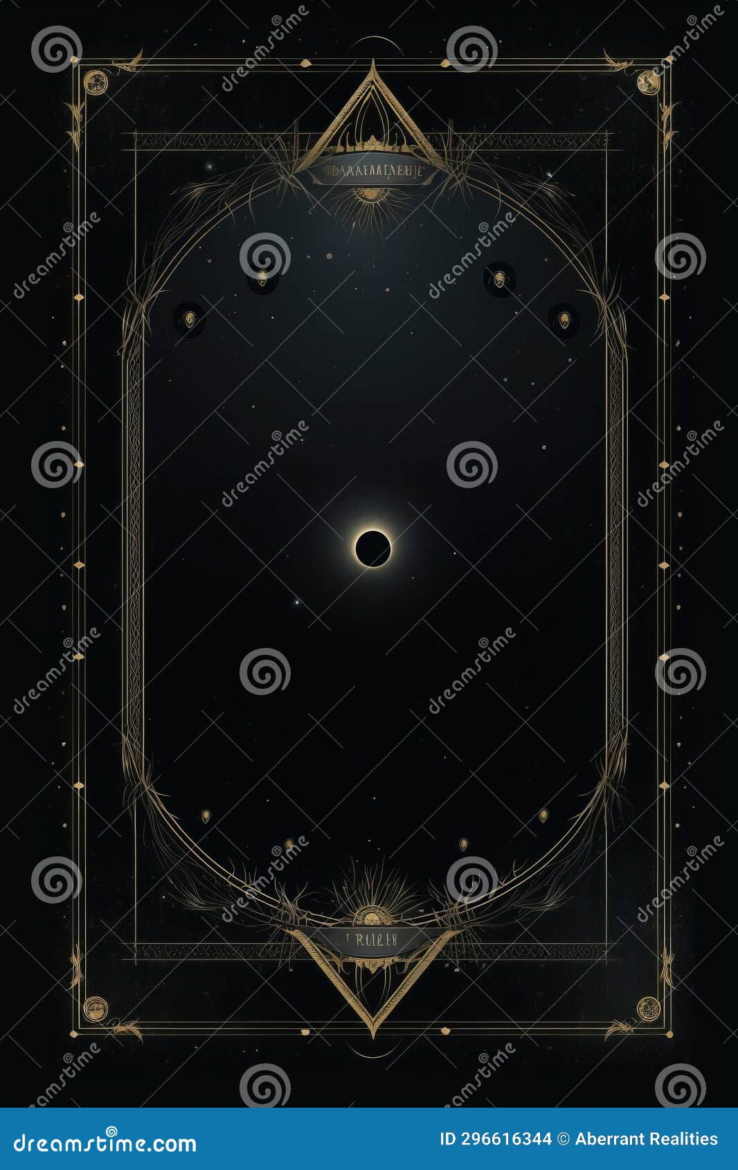 A Black and Gold Frame with an Eclipse in the Center Stock Illustration ...