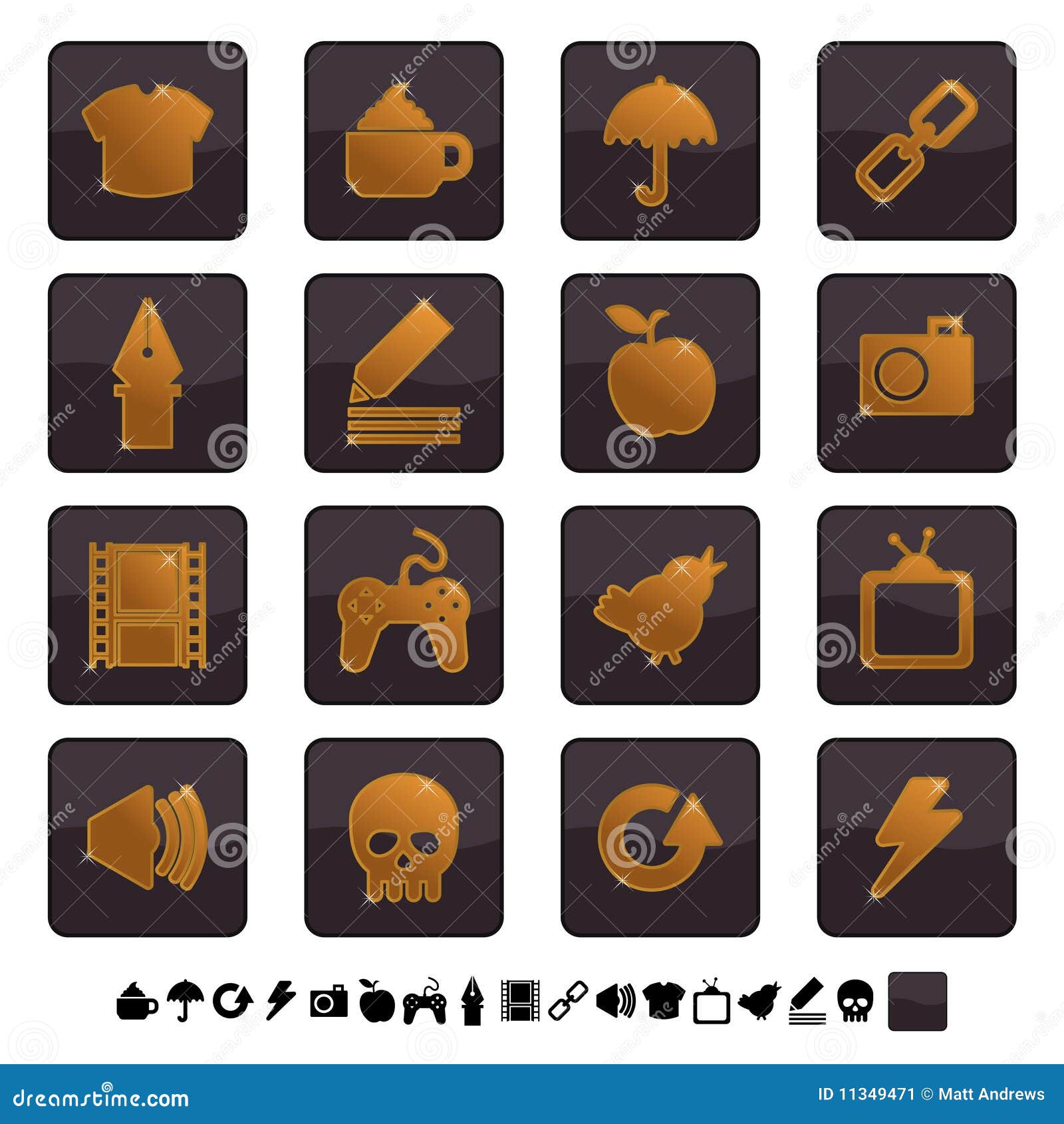 Black and gold icons set 2 stock vector. Illustration of shiny - 11349471
