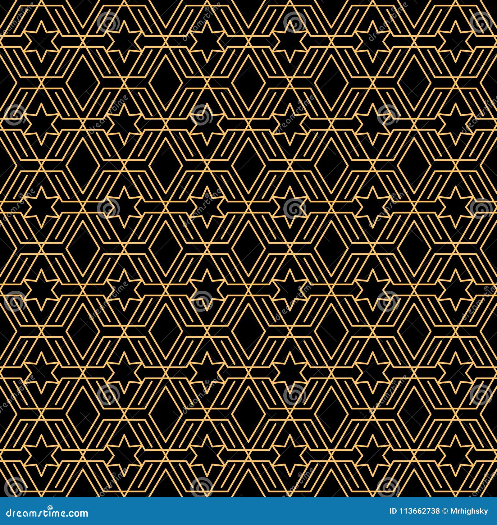Black and Gold Islamic Seamless Pattern Stock Vector - Illustration of ...
