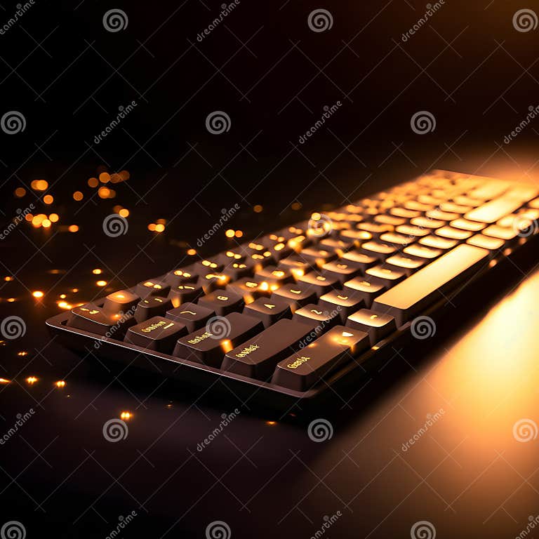 Black and Gold Keyboard. Ai Generation. Stock Image - Image of stage ...