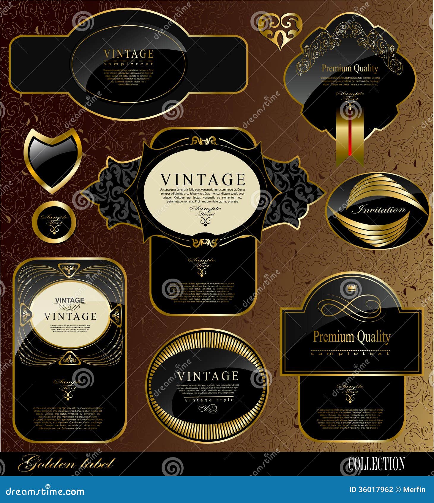 Black gold labels stock illustration. Illustration of luxury - 36017962