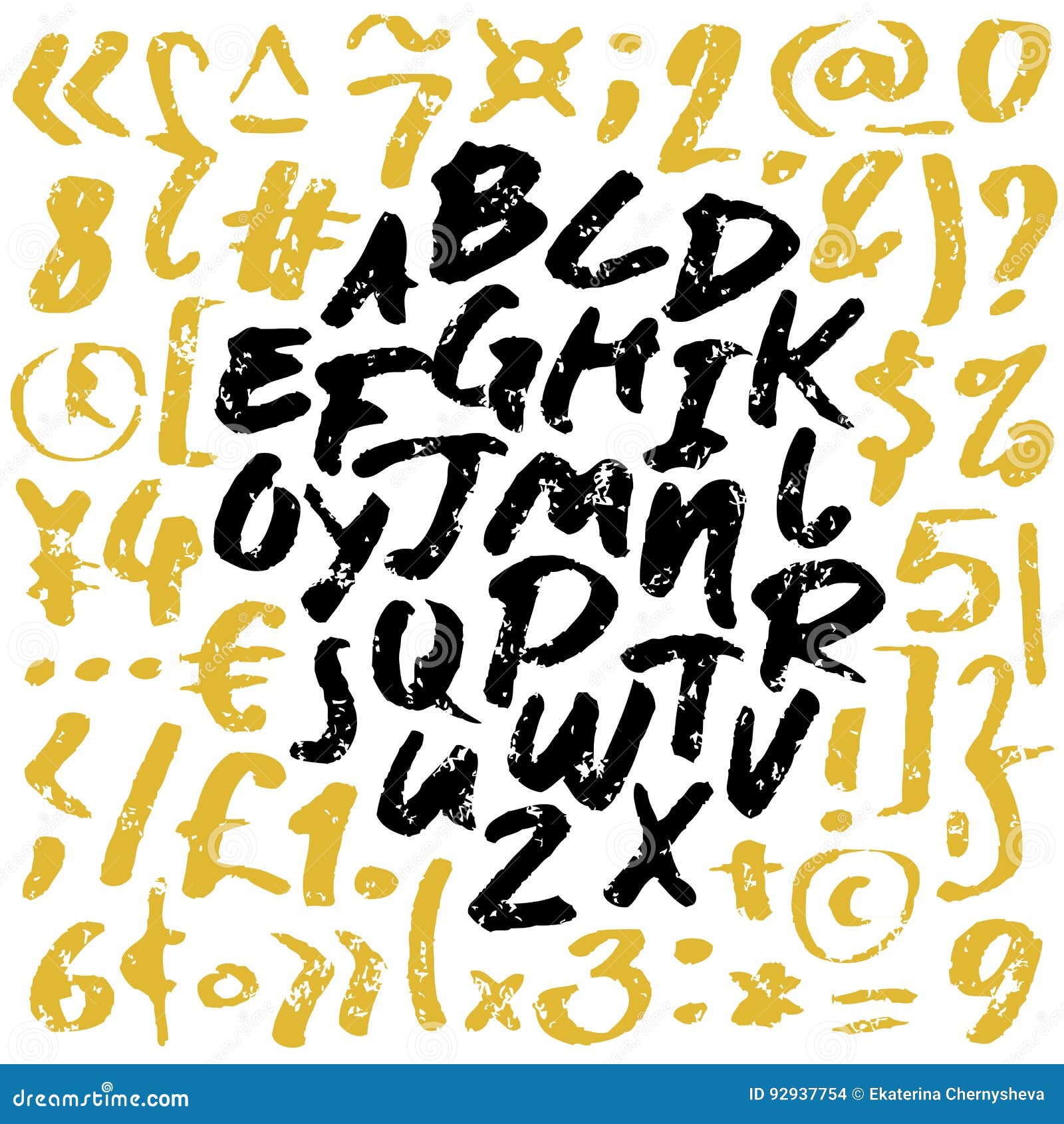 Black and Gold Letters Written with a Brush Stock Vector - Illustration ...