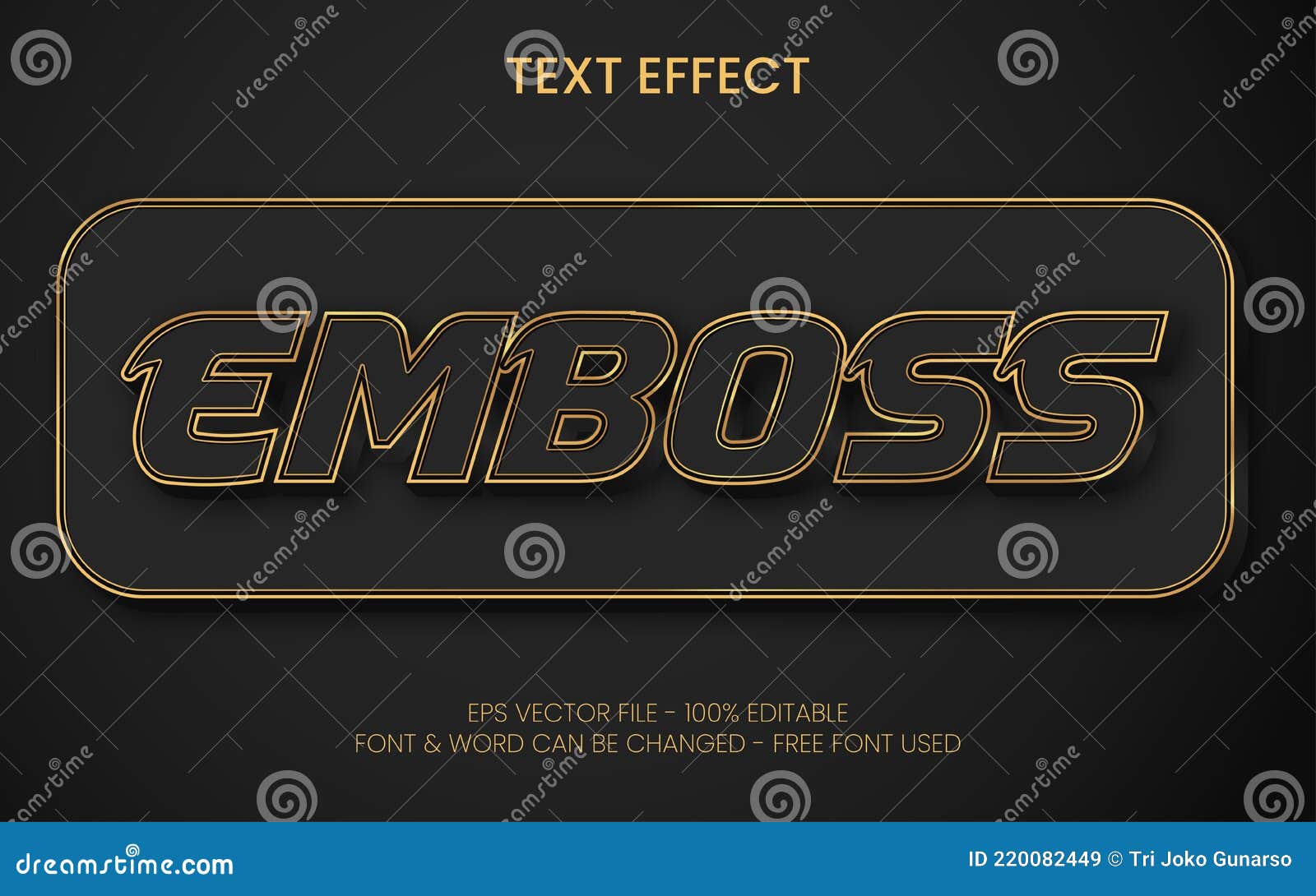Editable Text Effect Black Gold Emboss Style. Stock Vector ...