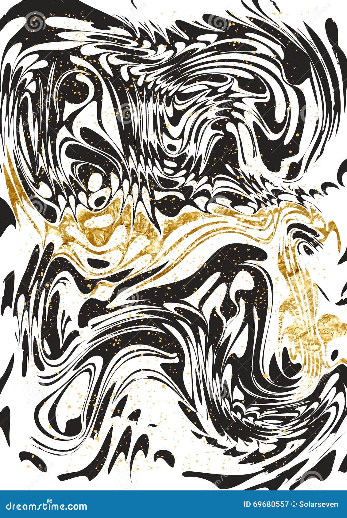 Marble Paper Texture Imitation, Suminagashi Ink Stains White Adn Gold ...