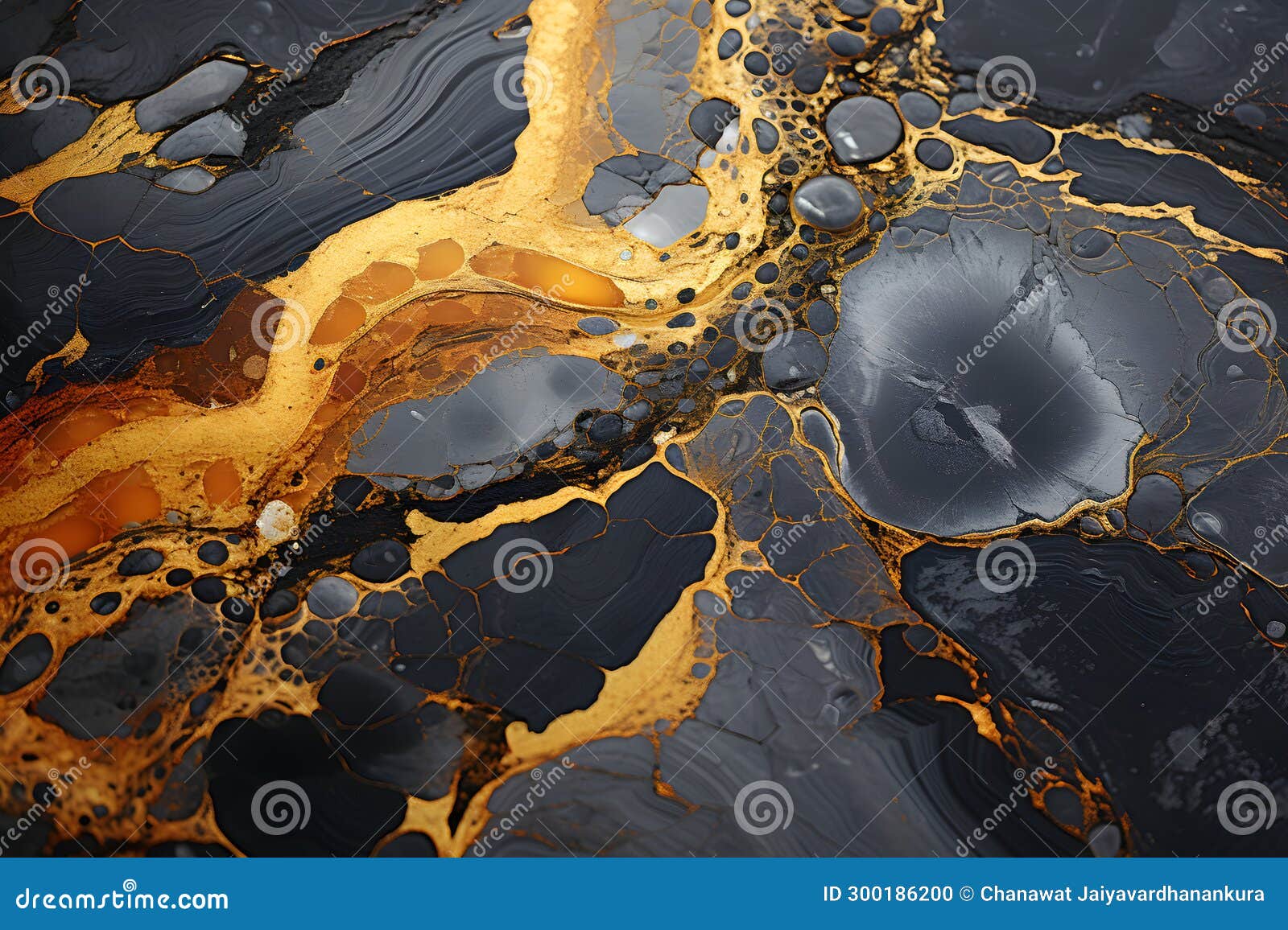 Black and Gold Marble Texture with Waves and Bubbles. the Marble ...
