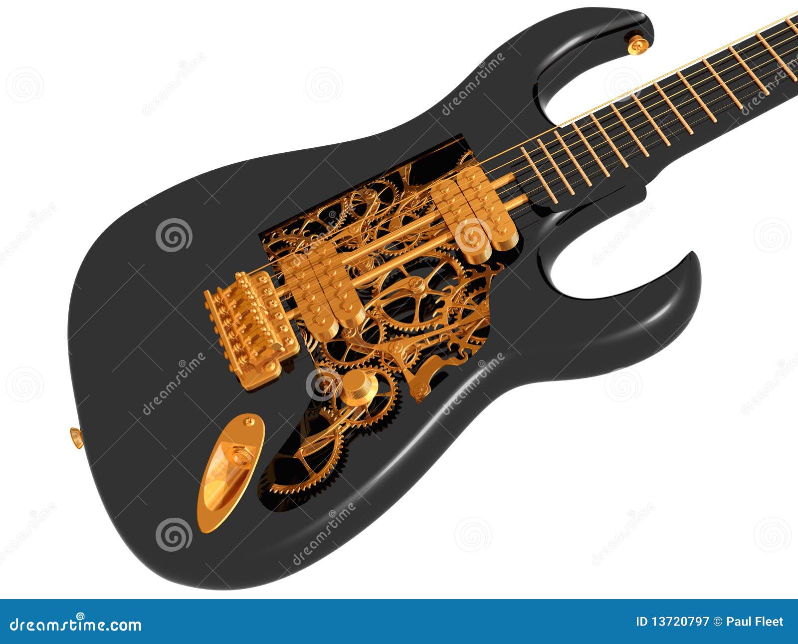 Black and Gold Mechanical Guitar Stock Illustration - Illustration of ...