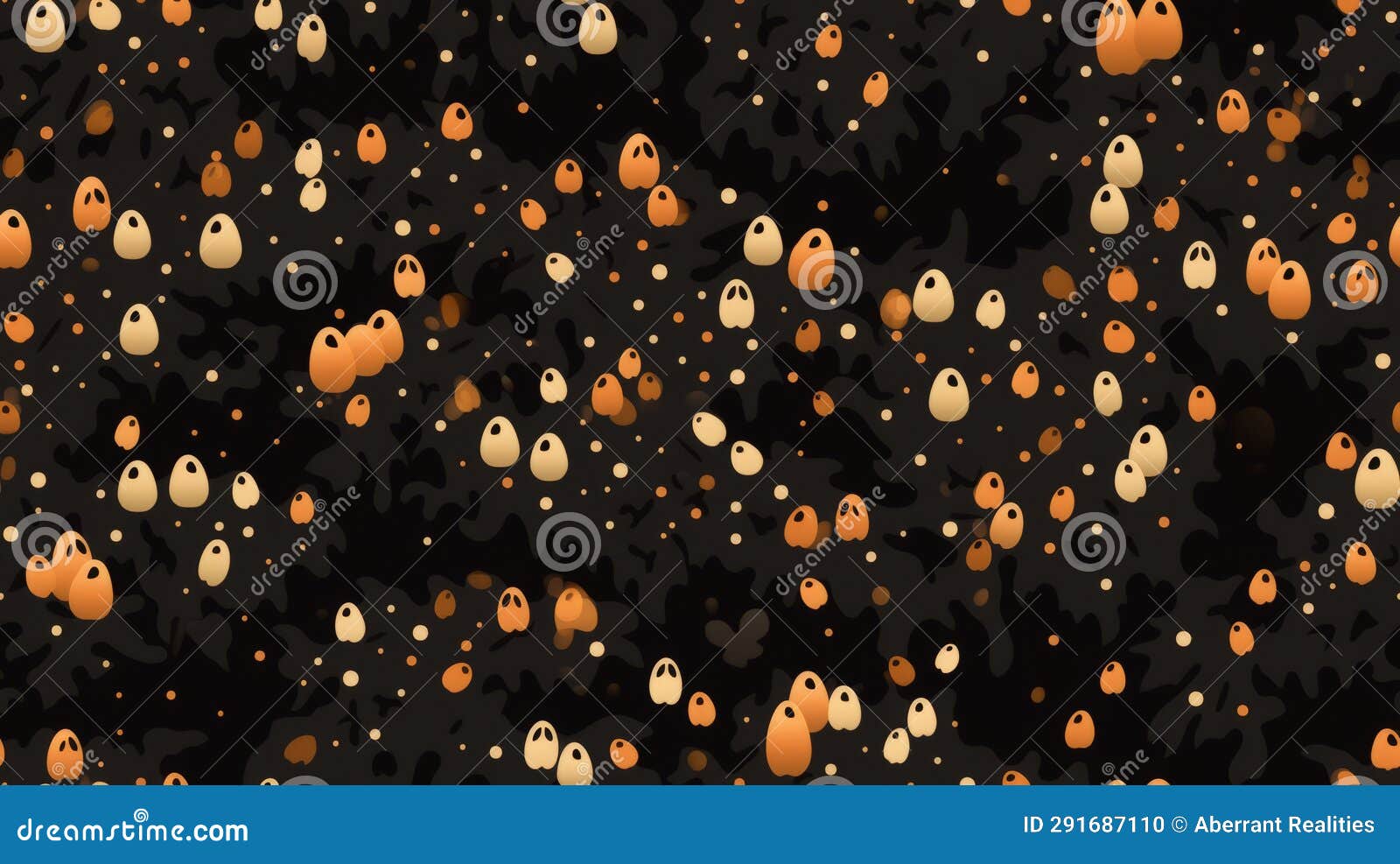 A Black and Gold Pattern with Ghosts on it Stock Illustration ...