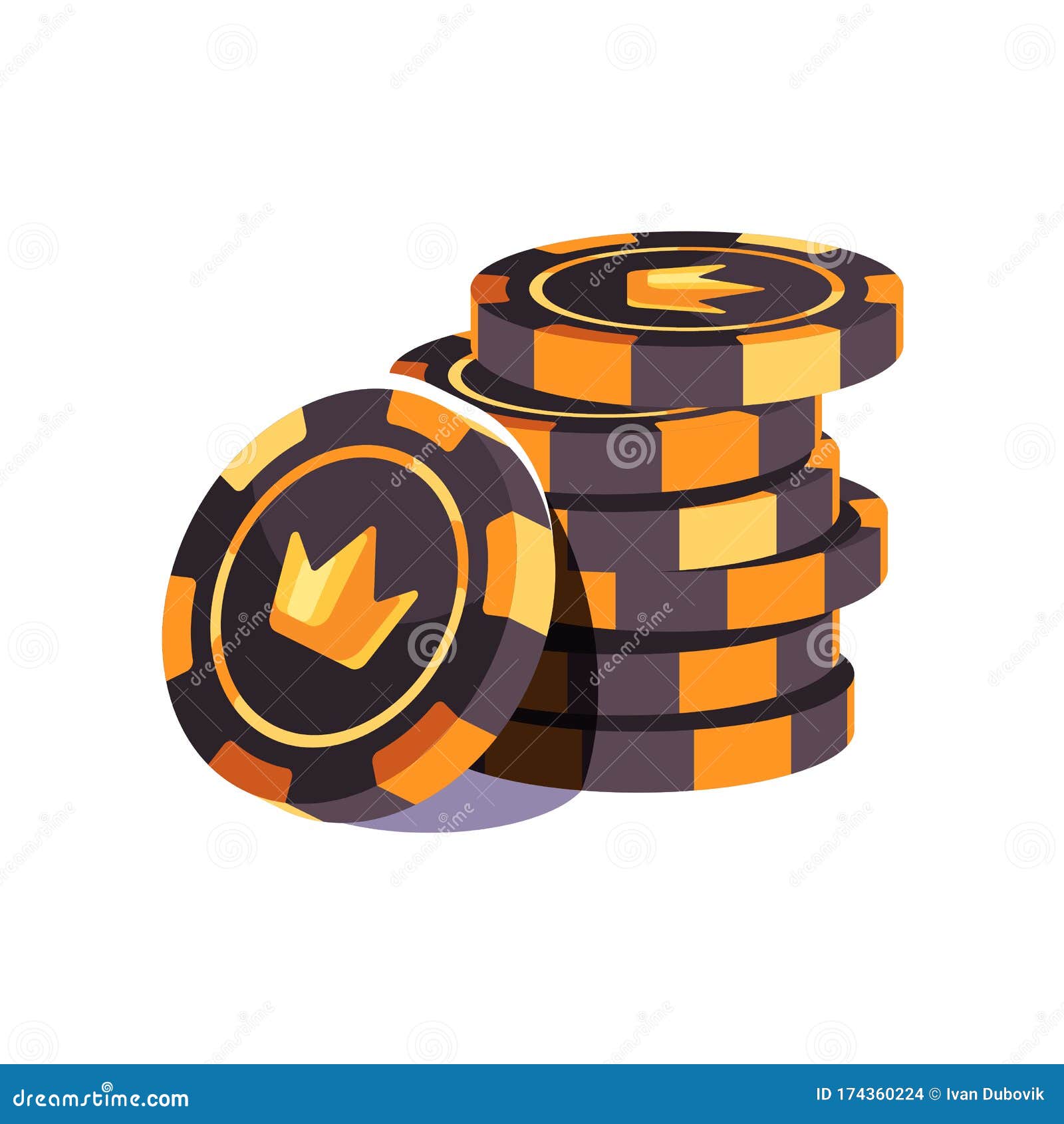 Black and Gold Poker Chips Stack. Casino Illustration Stock Vector ...