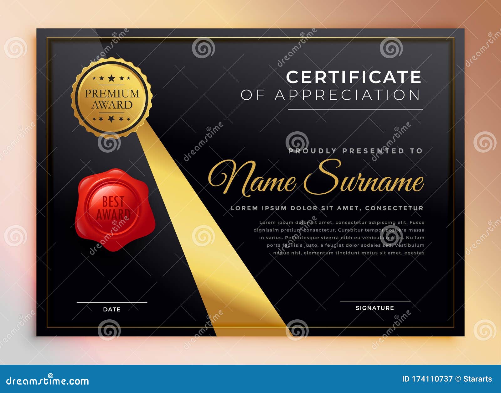 Multipurpose Certificate Of Appreciation Template With Blue And Gold ...
