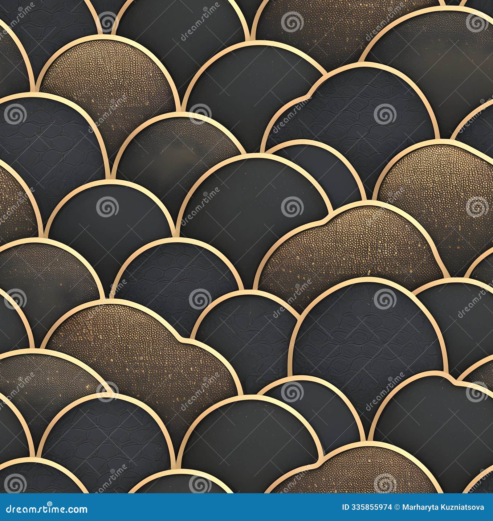 Black and Gold Scales Seamless Pattern Abstract Background. Wallpaper ...