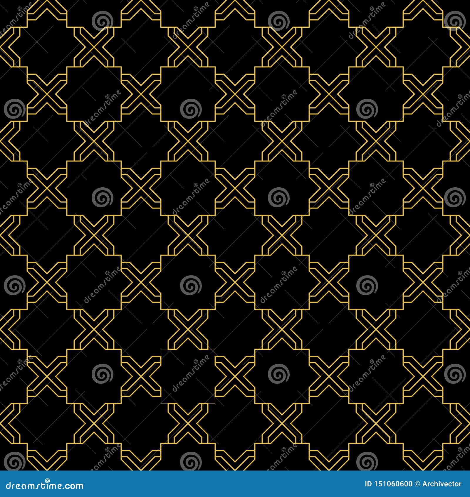 Black and Gold Seamless Pattern Stock Vector - Illustration of seamless ...