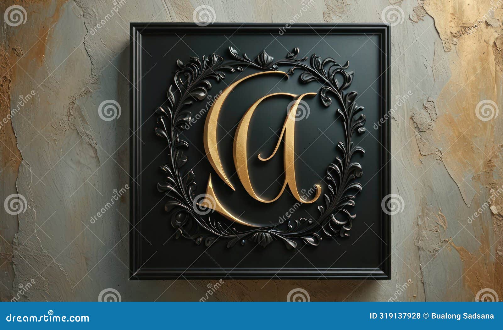 A Black and Gold Sign with the Letter "a" on it. Stock Illustration ...