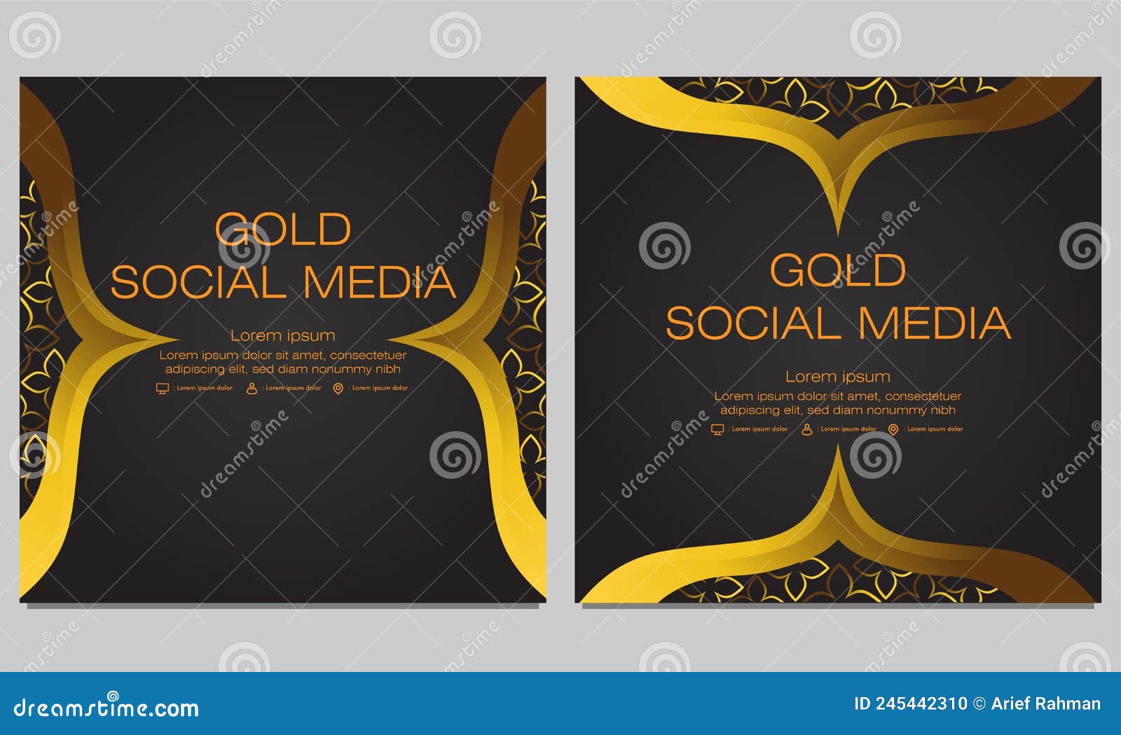 Black Gold Social Media Post Template Stock Vector - Illustration of ...