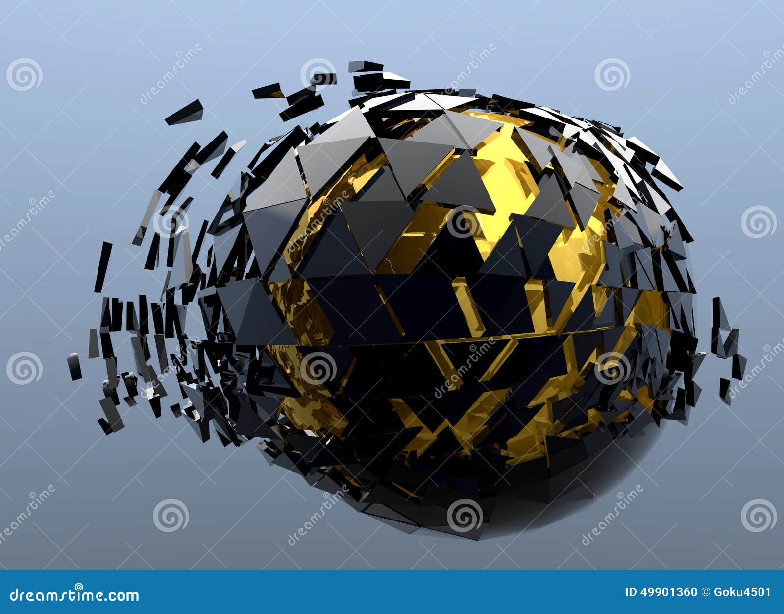 Black and Gold Sphere Shattered Abstract 3d Stock Illustration ...