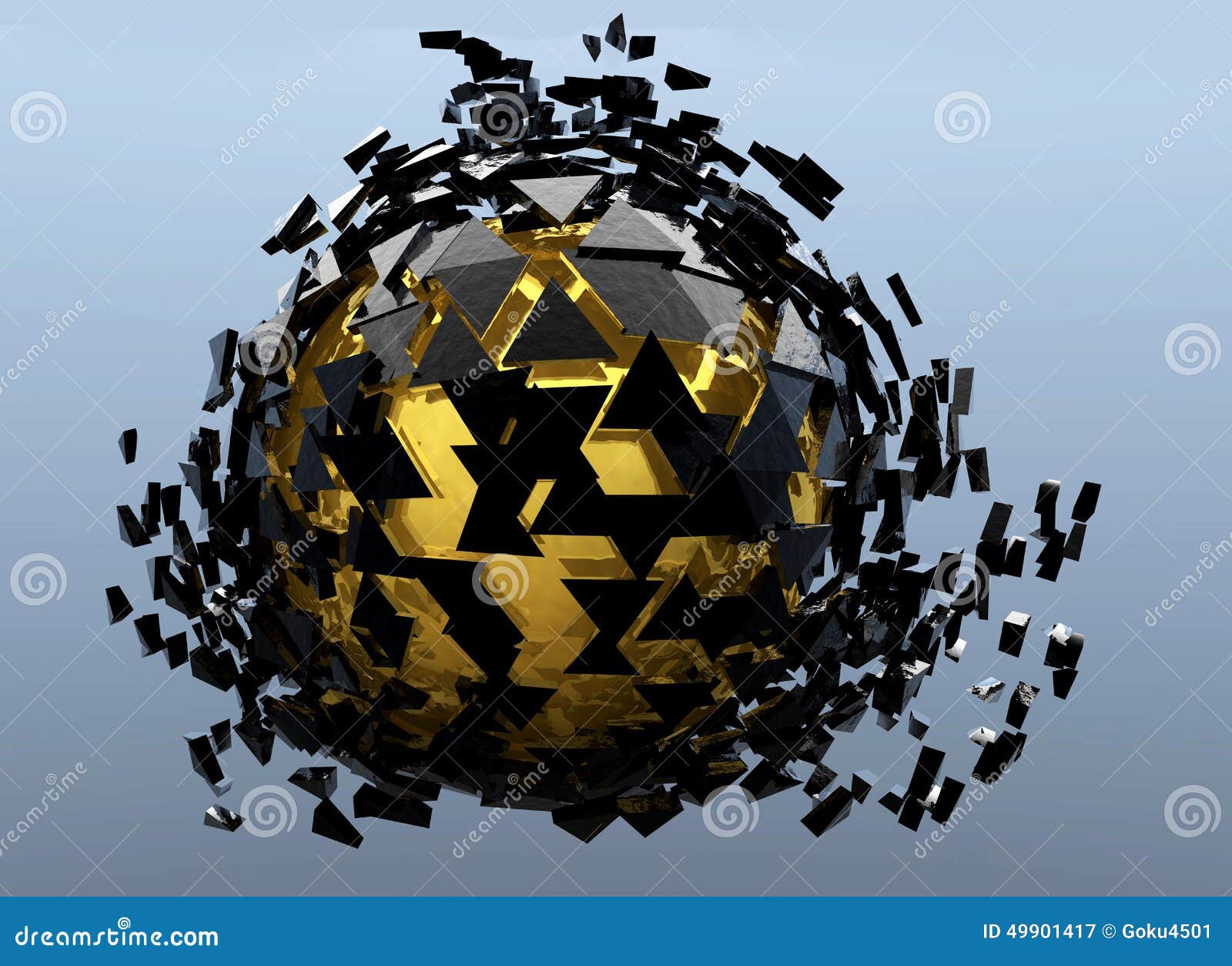 Black and Gold Sphere Shattered Abstract 3d Isolated Stock Illustration ...