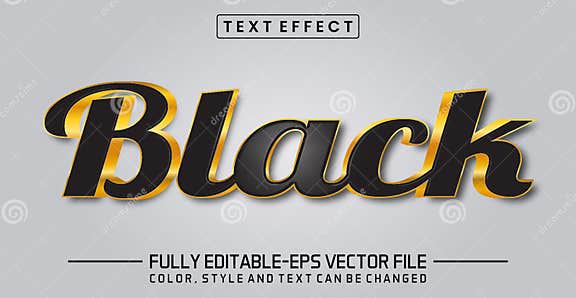 Black Gold Text Effect Editable Plastic Style Text Effect Stock ...