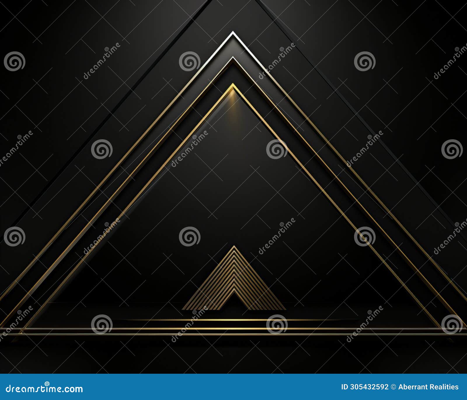 A Black and Gold Triangle on a Black Background Stock Illustration ...