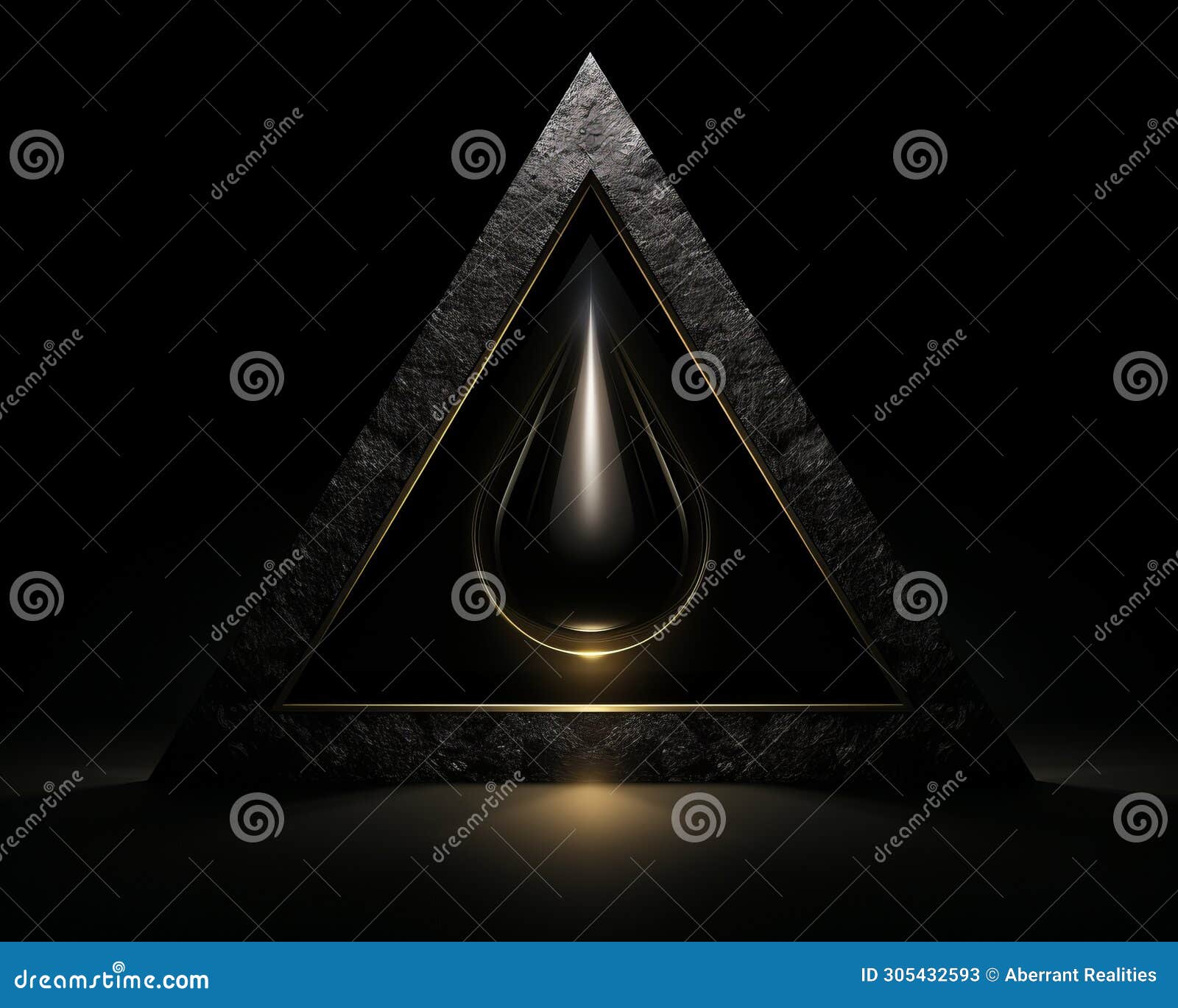 A Black and Gold Triangle with a Drop of Oil in it Stock Illustration ...
