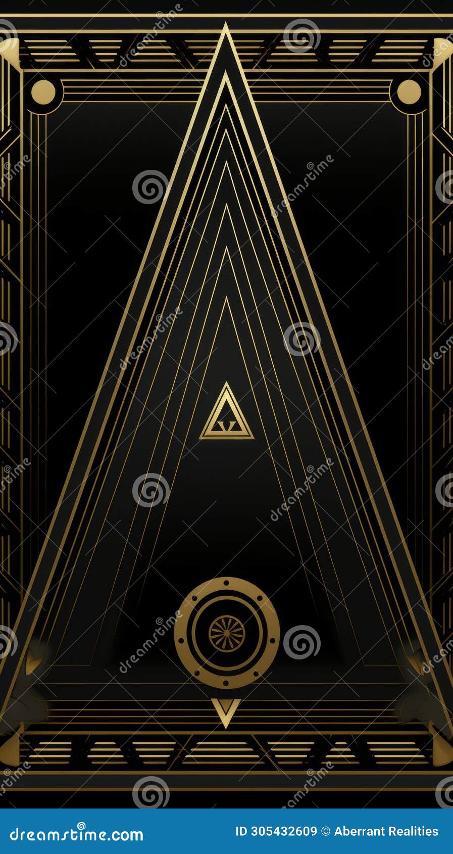 A Black and Gold Triangle with an Ornate Design on it Stock ...