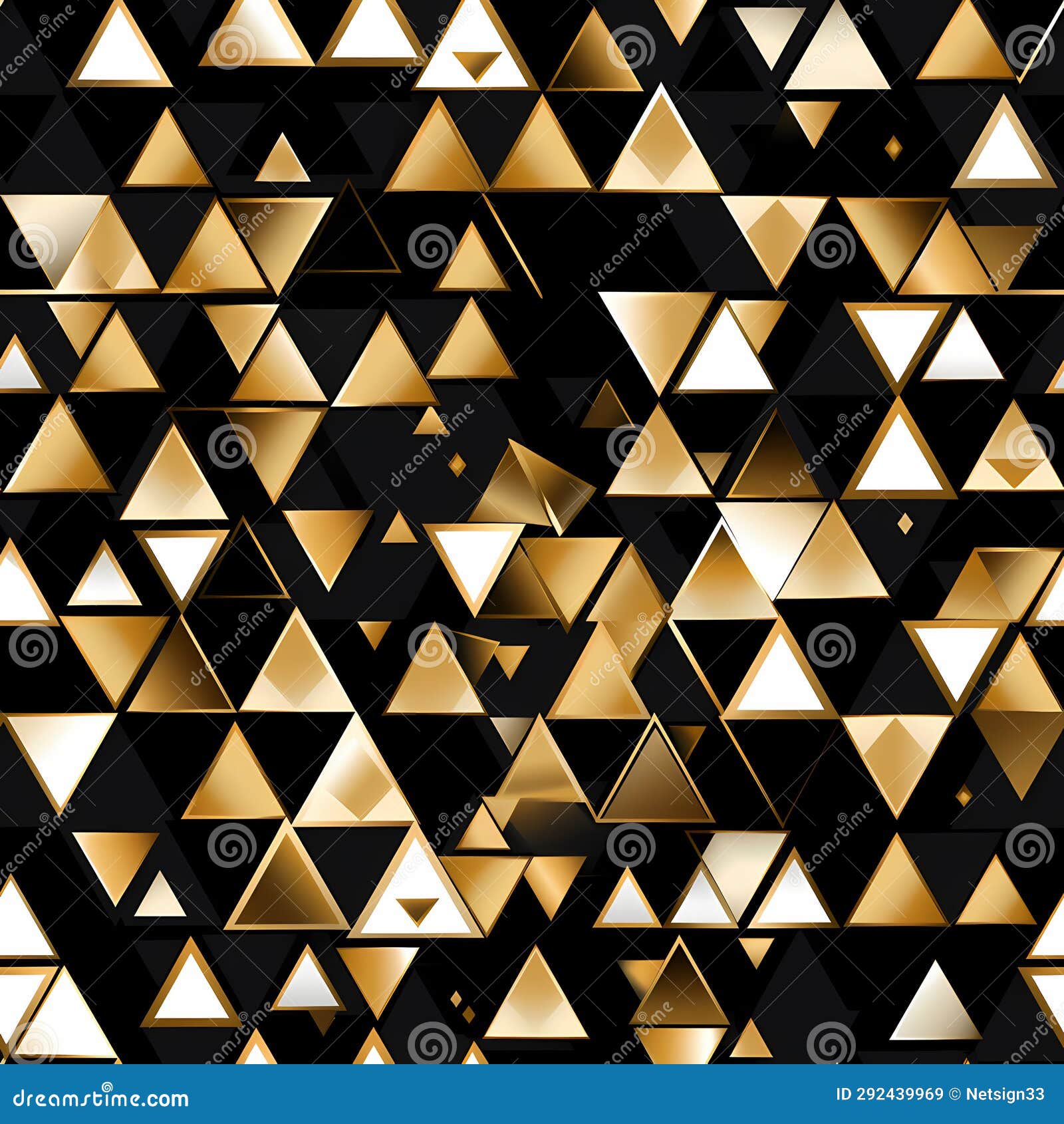 Black and Gold Triangle Pattern Stock Illustration - Illustration of ...