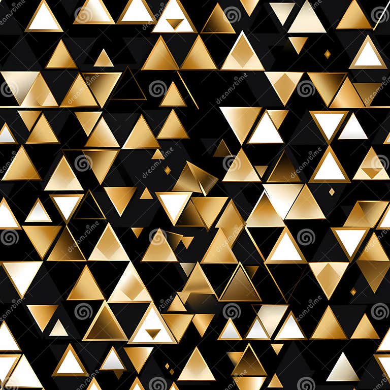 Black and Gold Triangle Pattern Stock Illustration - Illustration of ...