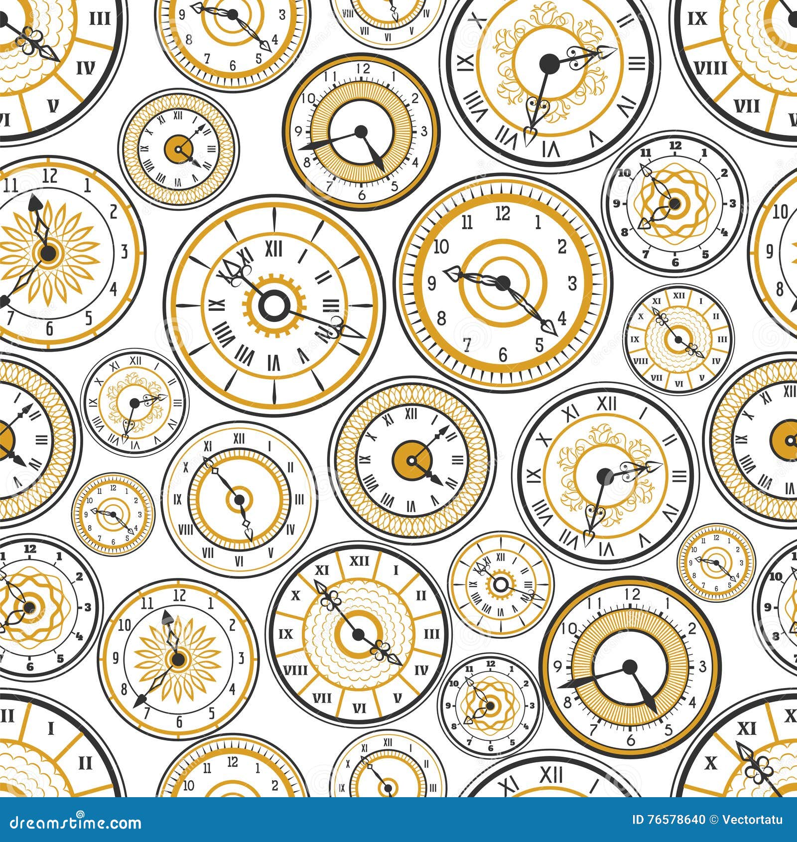 Black and Gold Watches Seamless Pattern Stock Vector - Illustration of ...