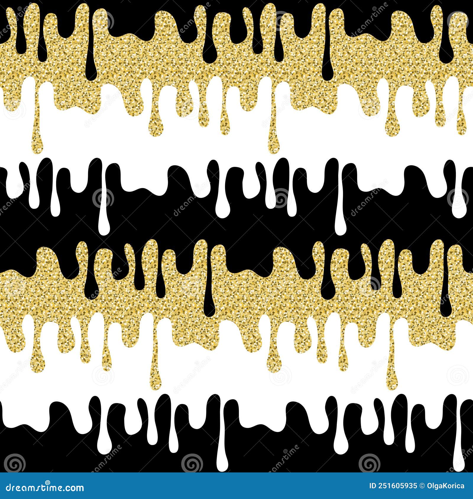 Black Gold White Smudge Drop Flowing Liquid Seamless Pattern Stock ...