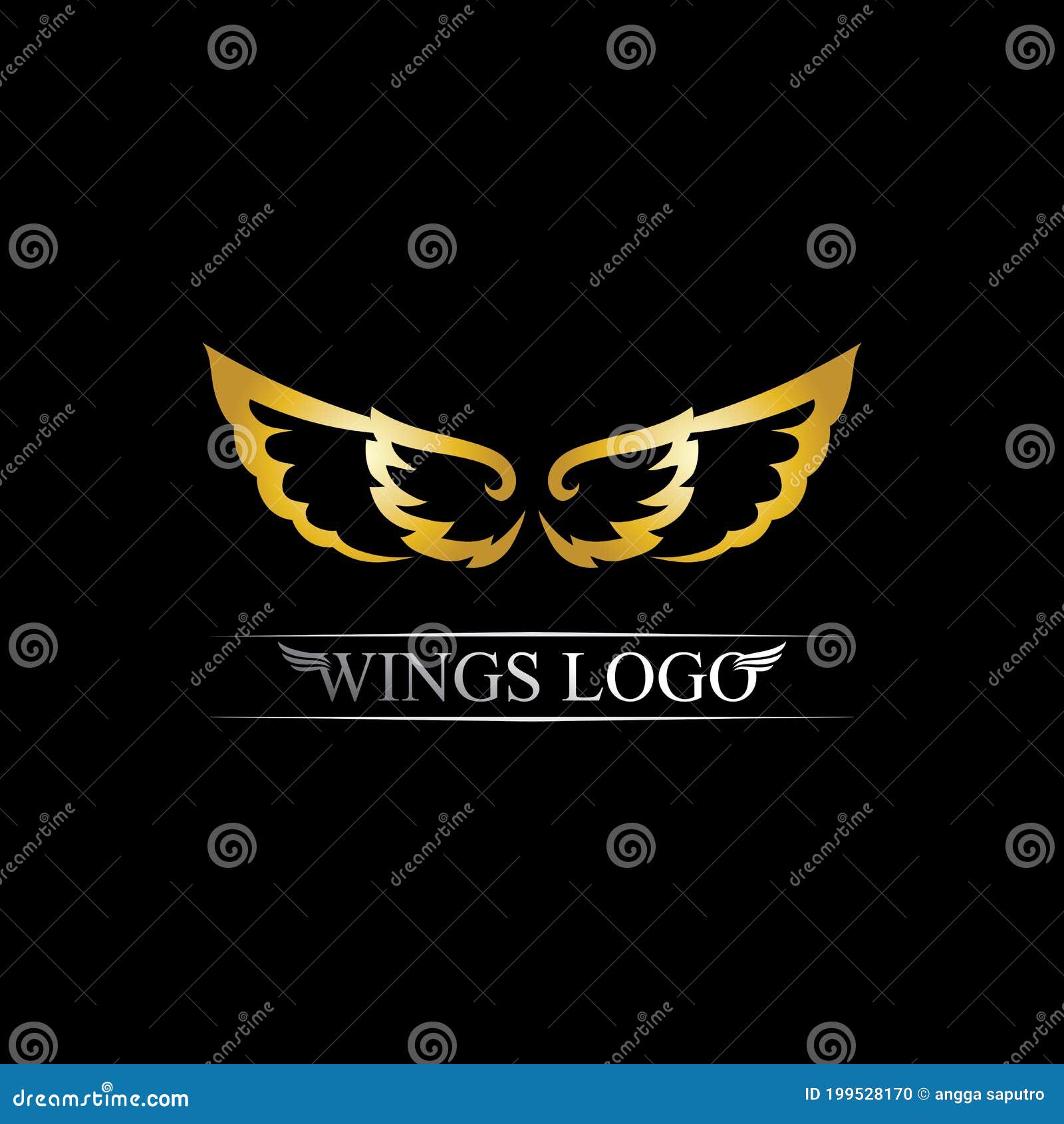 Gold Wing 3d Logo Cartoon Vector | CartoonDealer.com #97579125