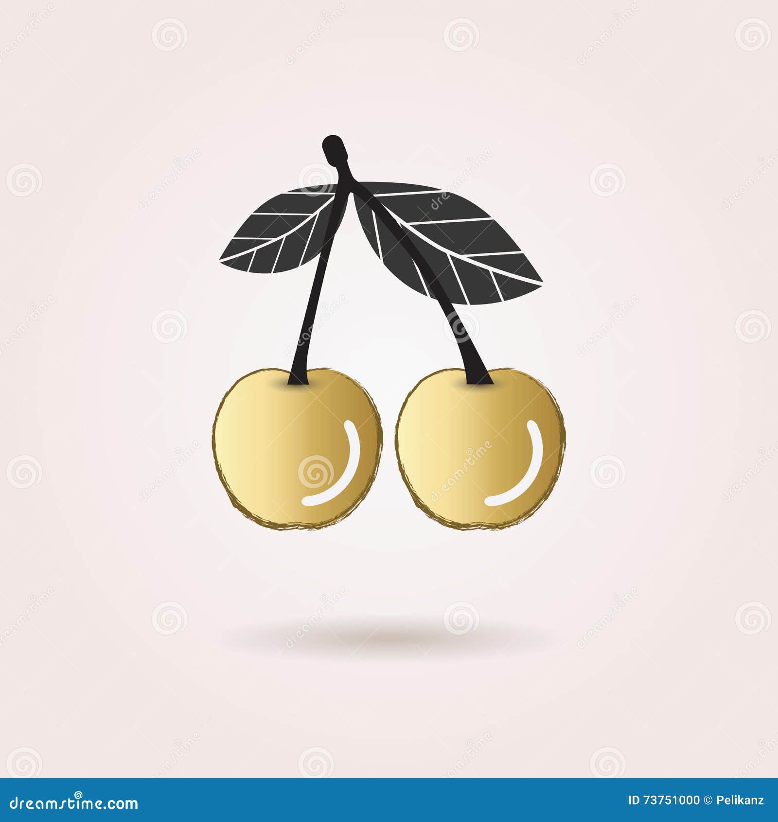 Black and Golden Abstract Cherry Icon with Dropped Shadow Stock Vector ...