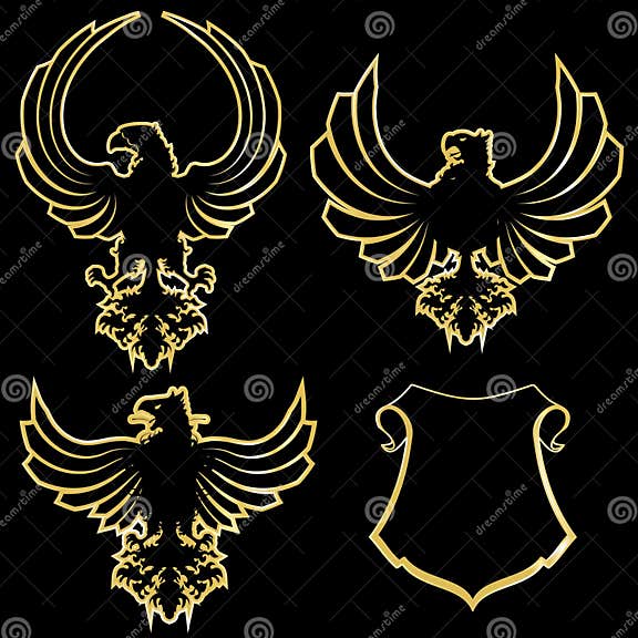Black Golden Eagle Emblem Crest Tattoo Pack Collection1 Stock ...