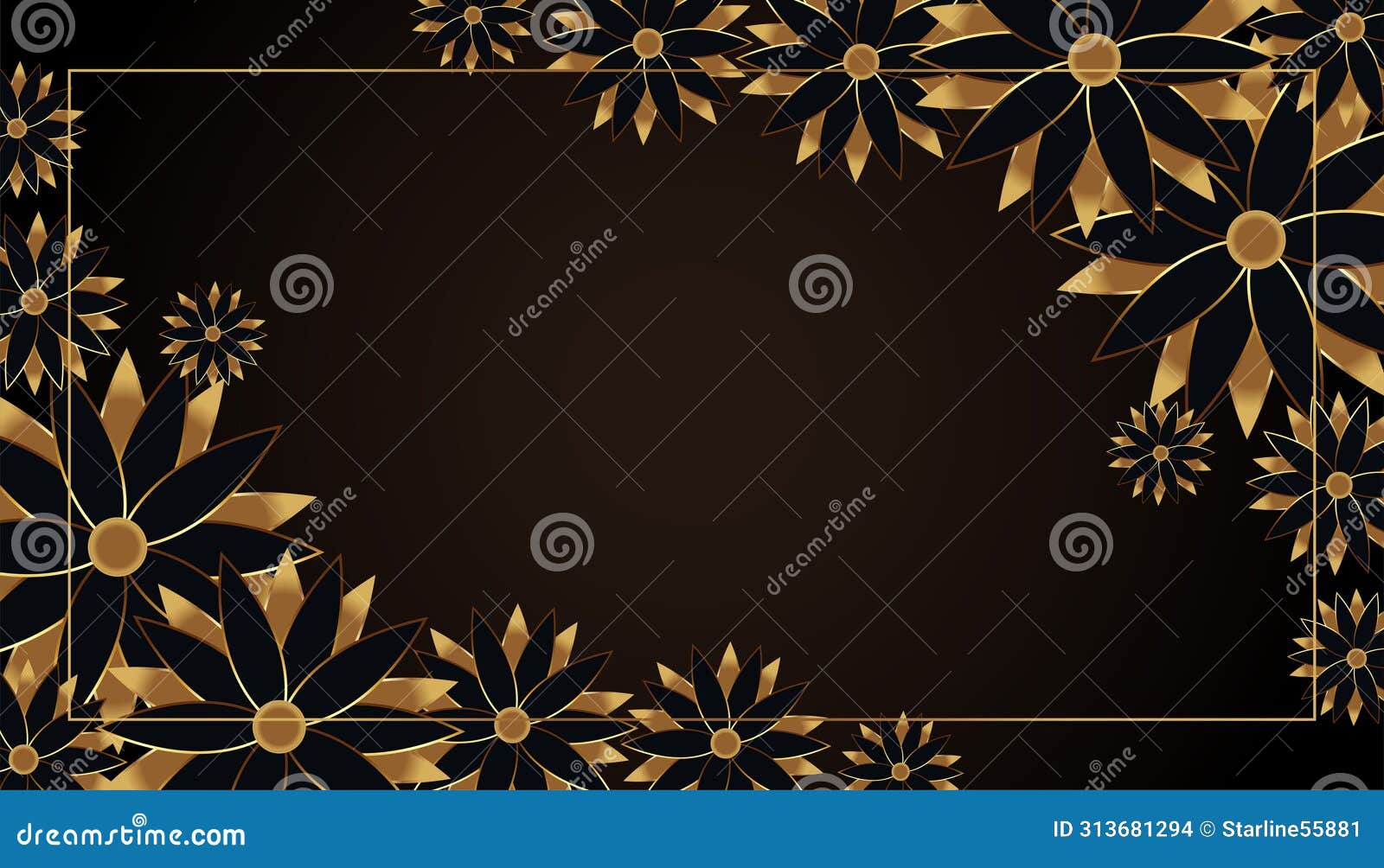 Black and Golden Flowers Background Stock Vector - Illustration of ...